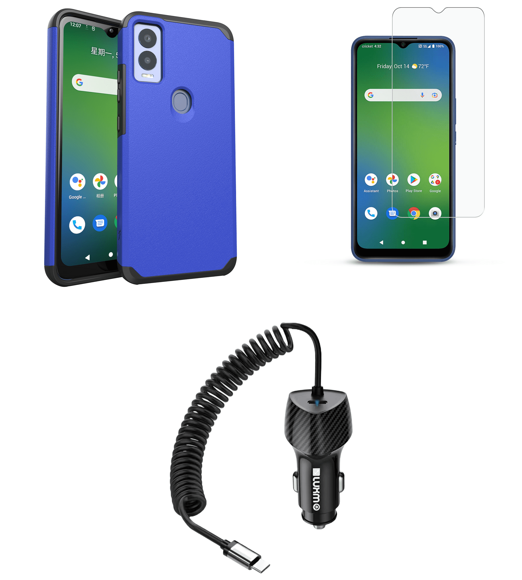 MK Dual Layer Slim Case for Cricket Magic 5G Bundled with Tempered ...