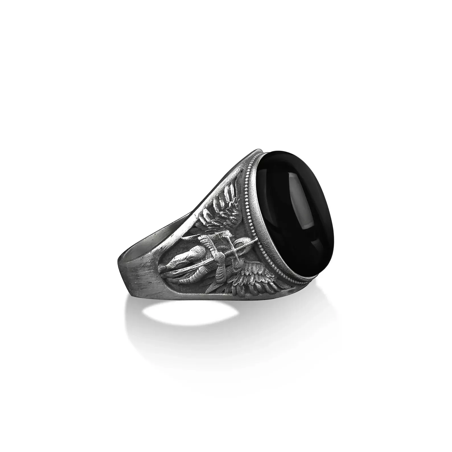 MK Enterprises Men's Ring St. Michael Design in Solid 925 Sterling ...