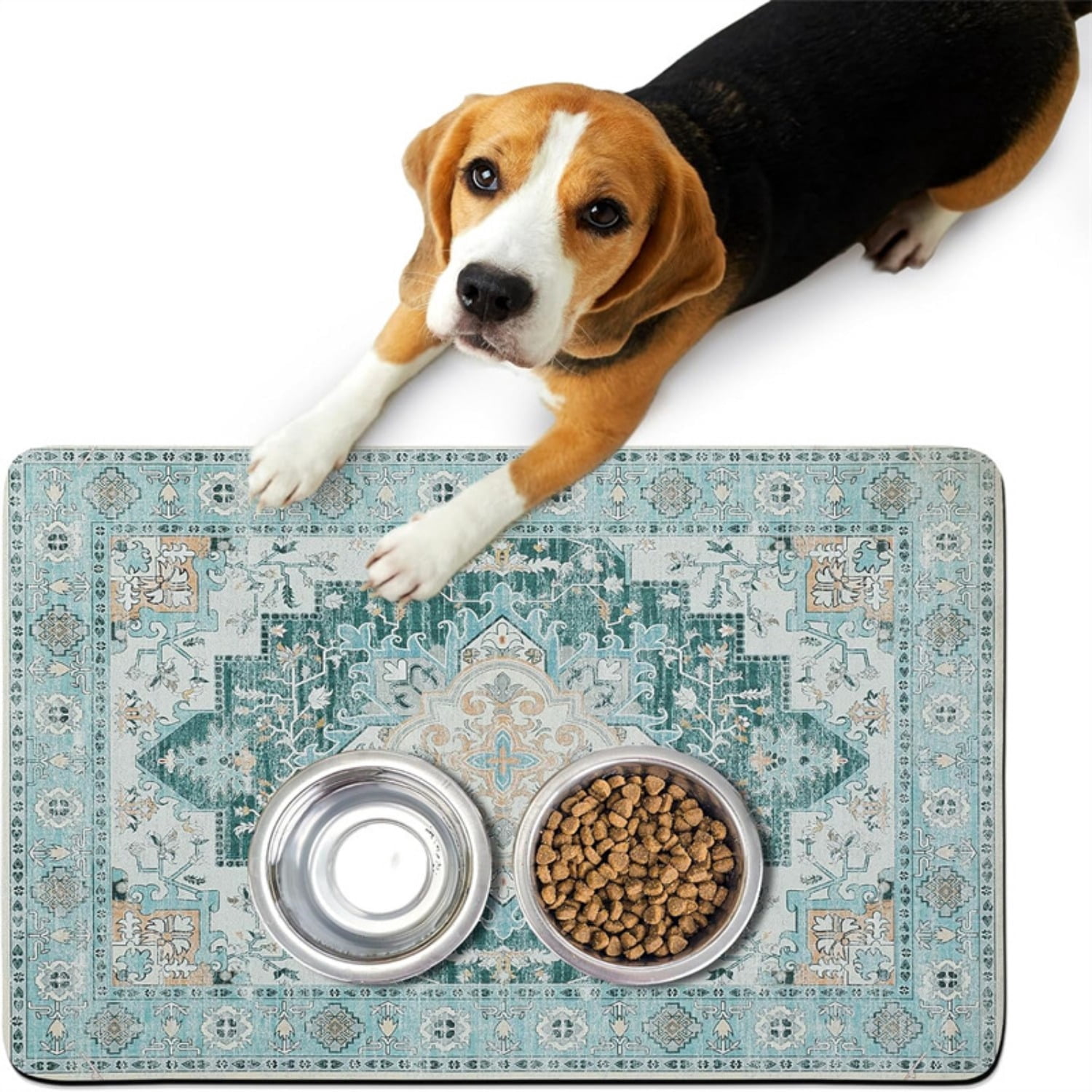 Dog Food Mats for Floors Absorbent, Pet Cat Food Mat - Non Slip Dog ...