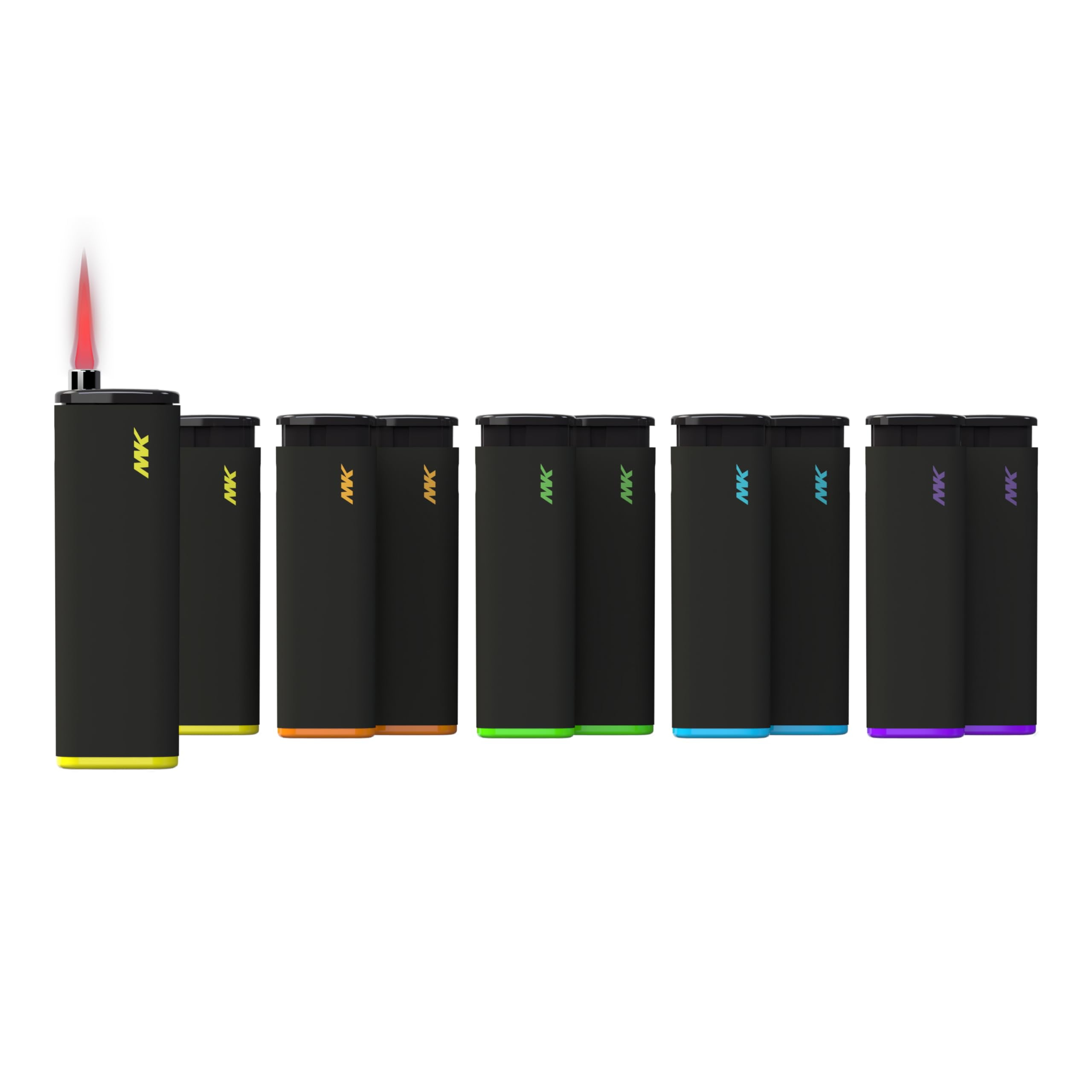 MK Lighter, 10 PCS Assorted Colors Jet Black Style Pocket Lighters ...