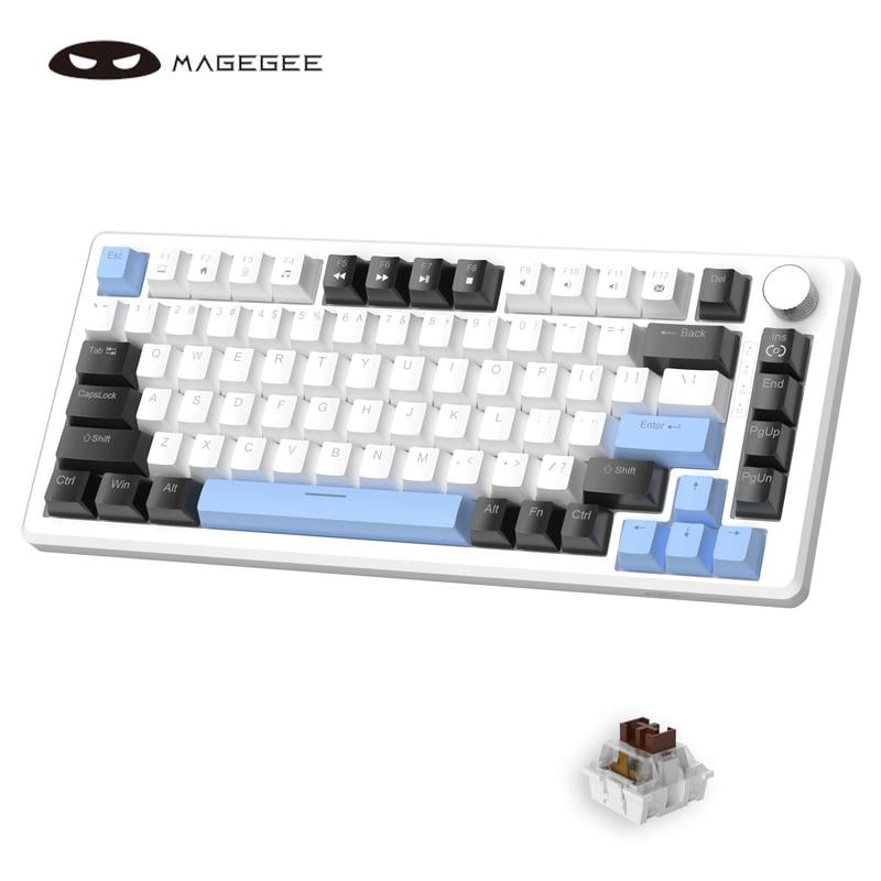MK-STAR75 Mechanical Gaming Keyboard with Knob Control, Ergonomic Blue ...