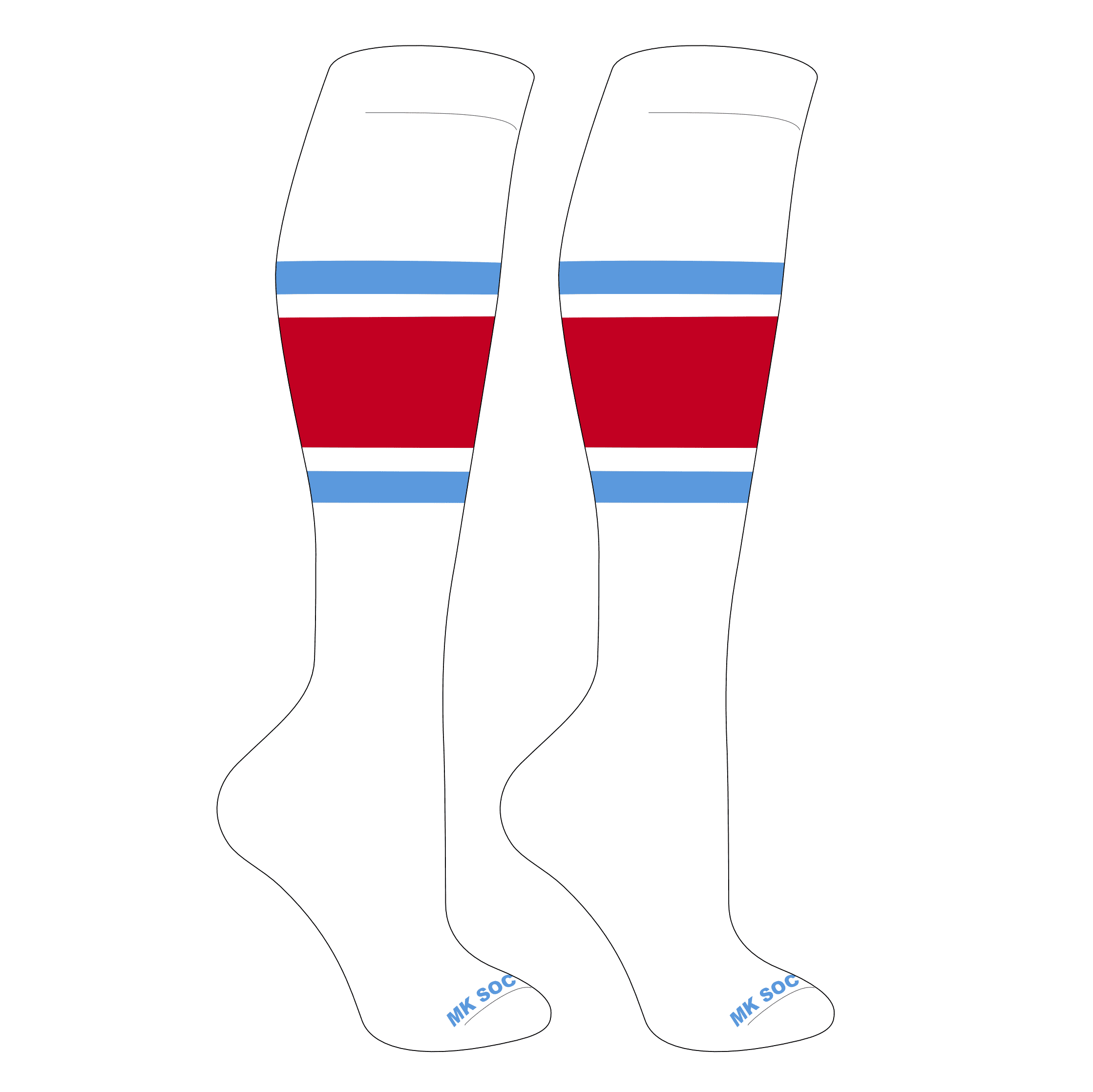 MK Socks Striped OTC Baseball, Softball, Football Socks (B) White ...