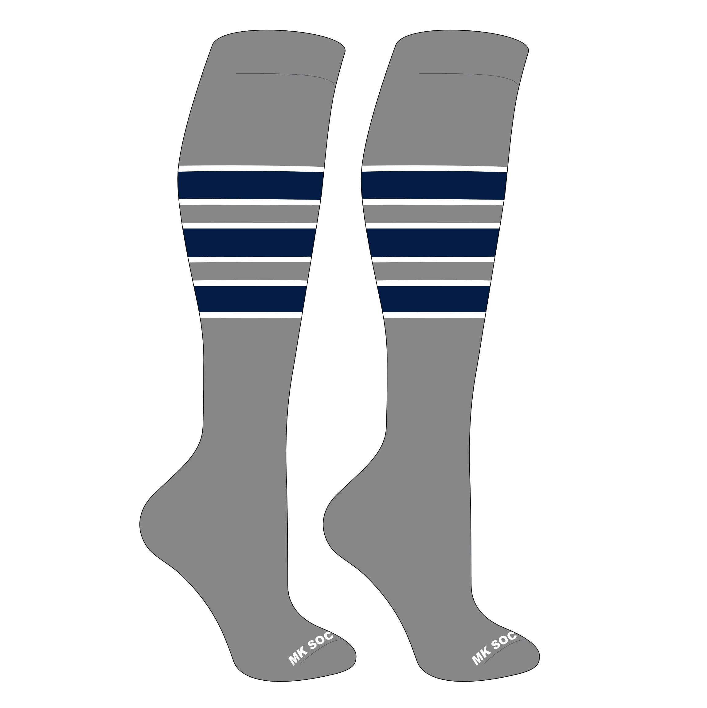 MK Socks Striped OTC Baseball, Softball, Football Socks (C) Grey, White ...