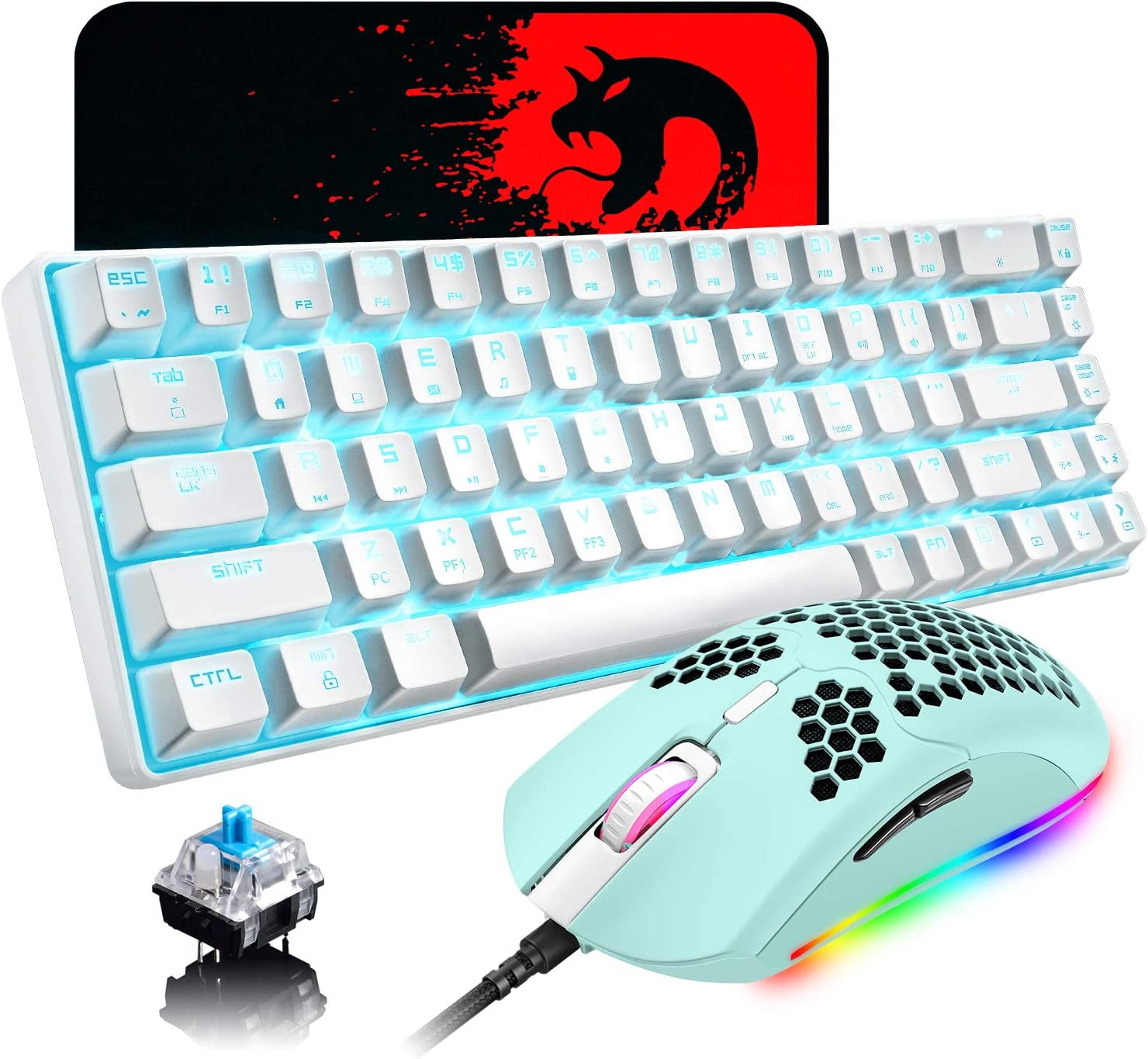 MK14 Wired 68 Keys Mechanical Gaming Keyboard, RGB Backlit,Gaming Mosue ...