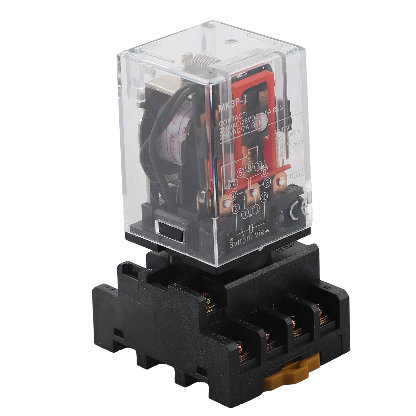 MK3P-I MK3P AC 220V 220VAC Relay 11 Pin 10A 250VAC With Socket Base ...