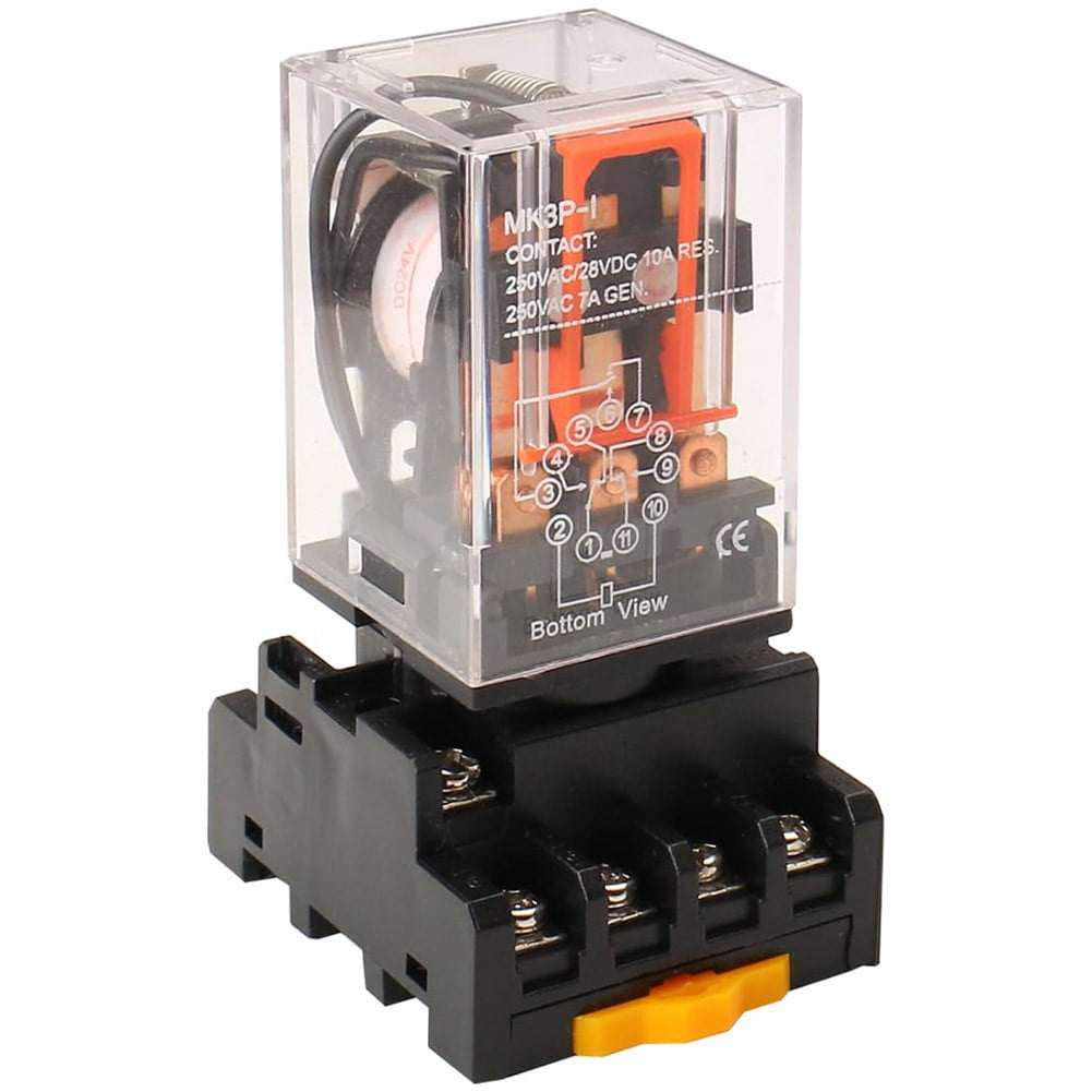 MK3P-I MK3P DC 24V DC Relay 11 Pin 10A 250VAC With Socket Base Small Relay - Walmart.com