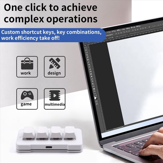 MK424U 4-Key Mini Customized Keyboard with Mechanical Blue Switch USB ...