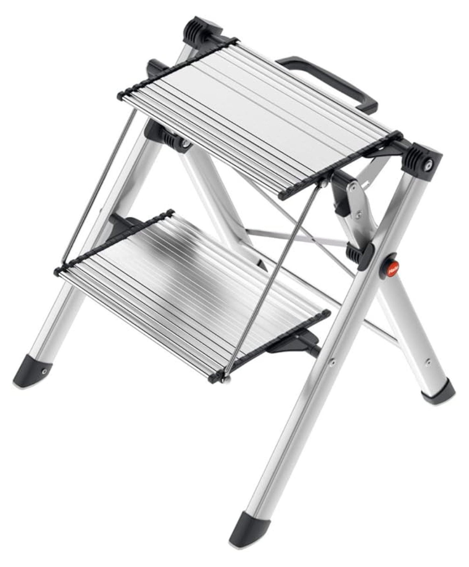 MK80 Mini Steel Step Stool - Two Large Anti-Slip Steps, 330 lb Capacity - Safety Release Button ...