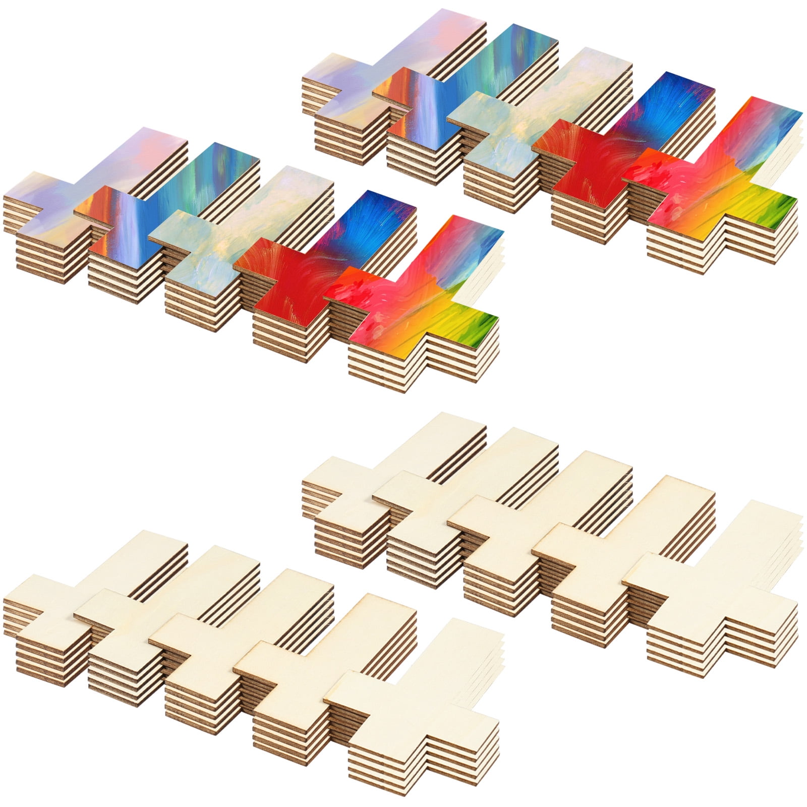 MKBL 100 Pcs Wooden Crosses for Crafts Unfinished Cross Shaped Wood ...