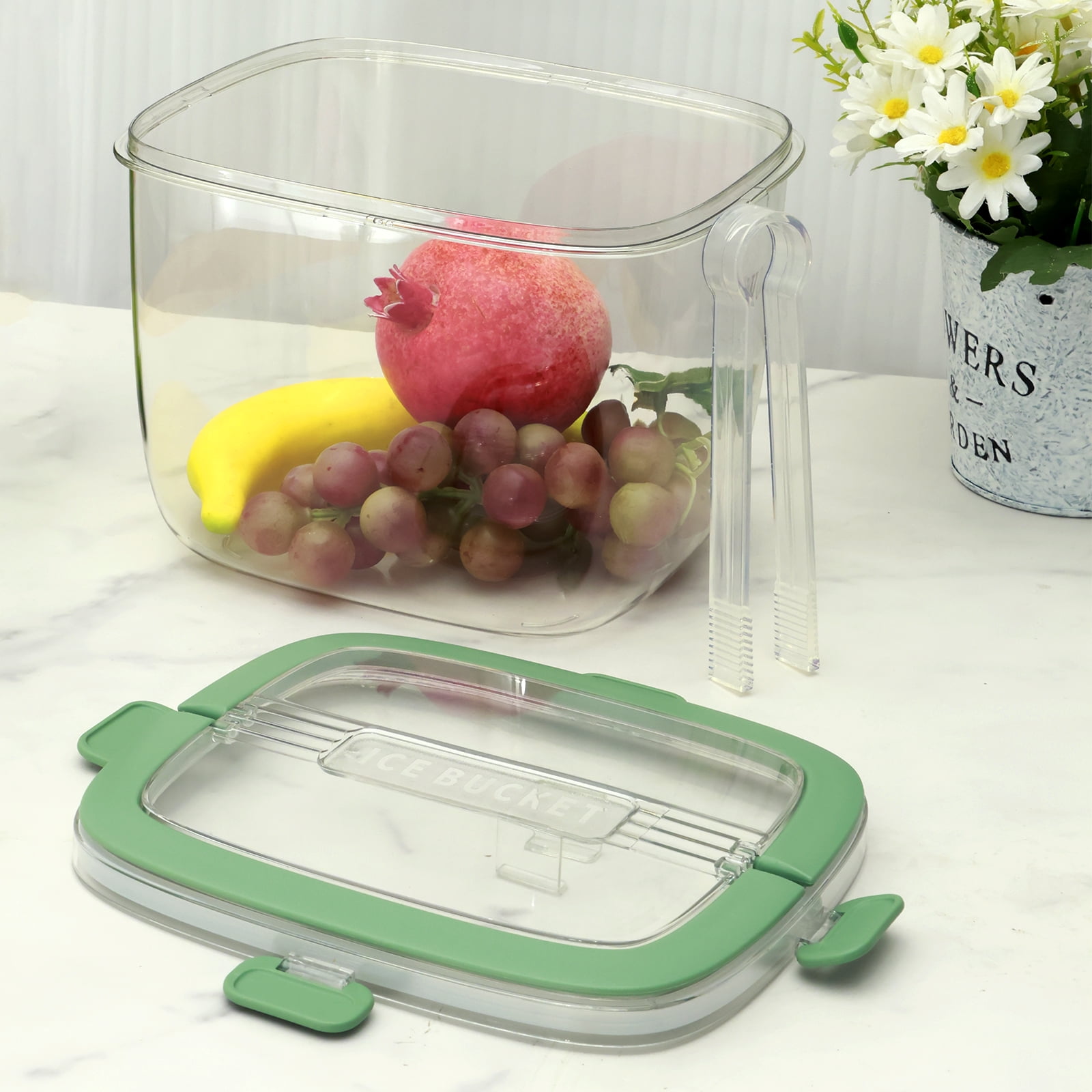 MKBL Ice Bucket with Lid and Tong Sealed Ice Bucket Container with ...