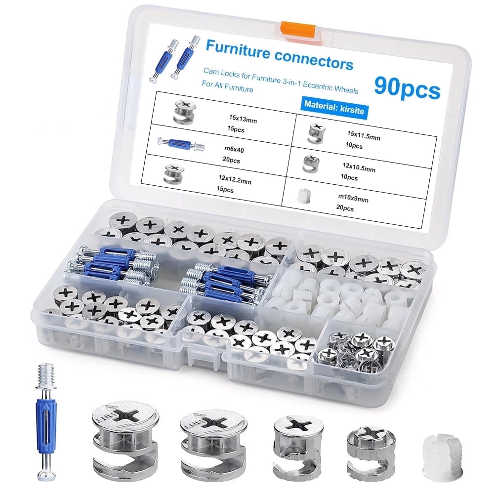 MKDAQIQIU Bolts and Nuts Cam Locks for Furniture, 90 Pcs 3-in-1 ...