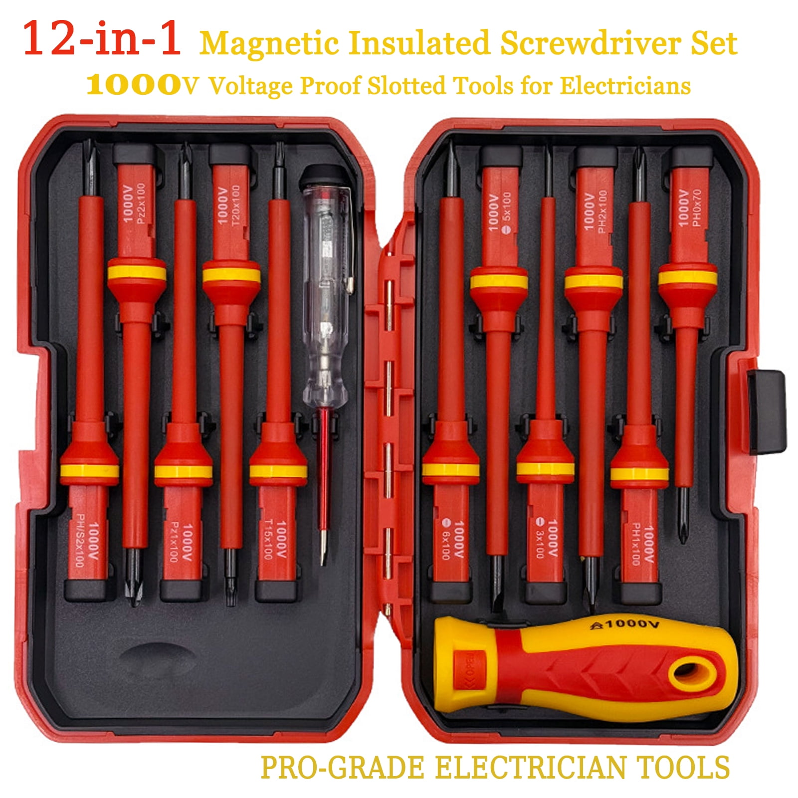12-in-1 Magnetic Insulated Screwdriver Set - 1000V Voltage Proof ...