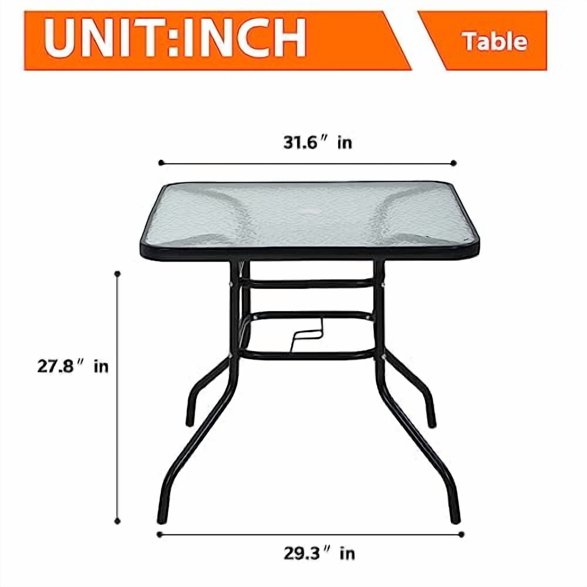MKDLUFEI Patio Tabel Easy-clraning Outdoor Tabel with Umbrella Hole and ...