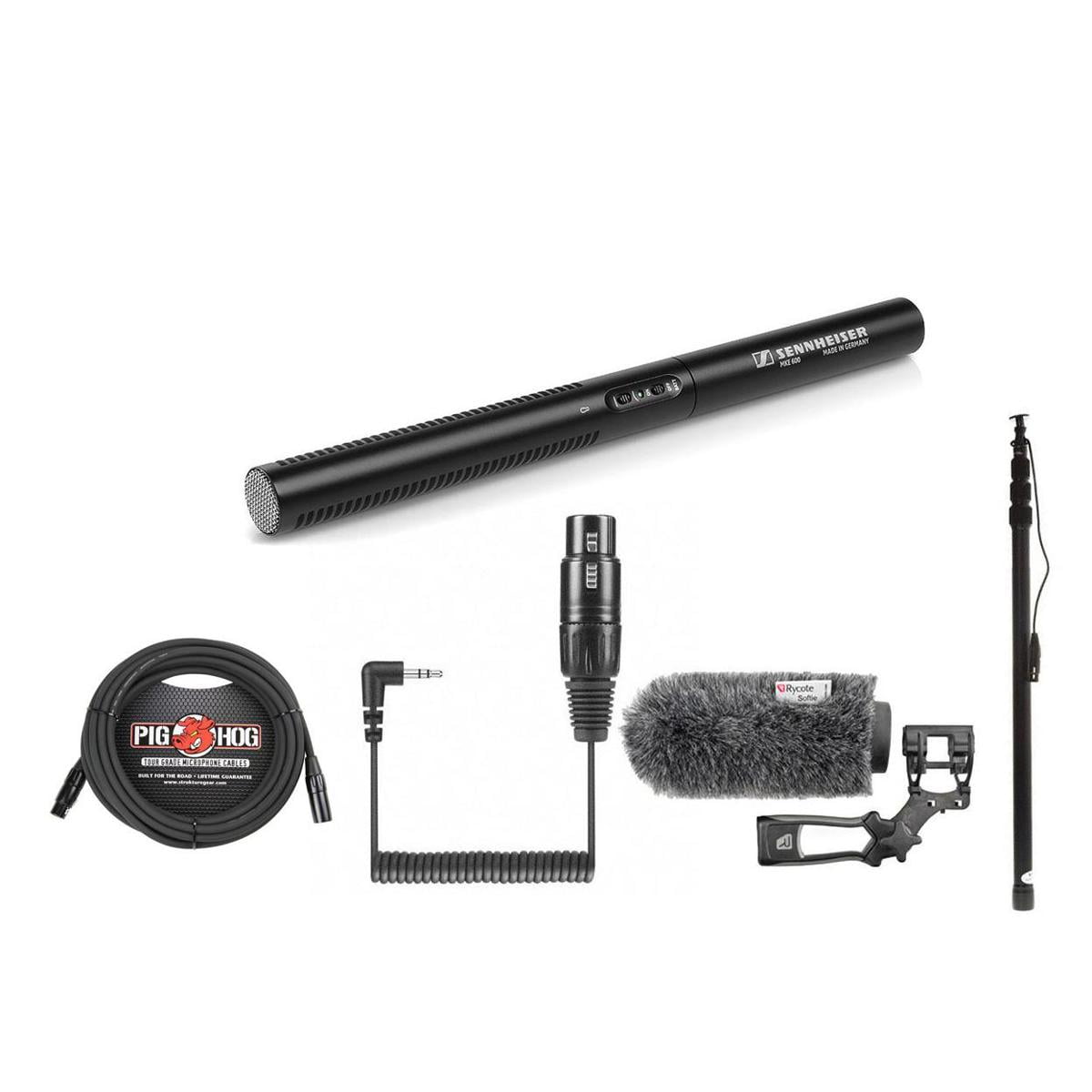 MKE600 Shotgun Microphone with Boompole and Rycote 14cm Classic Softie ...