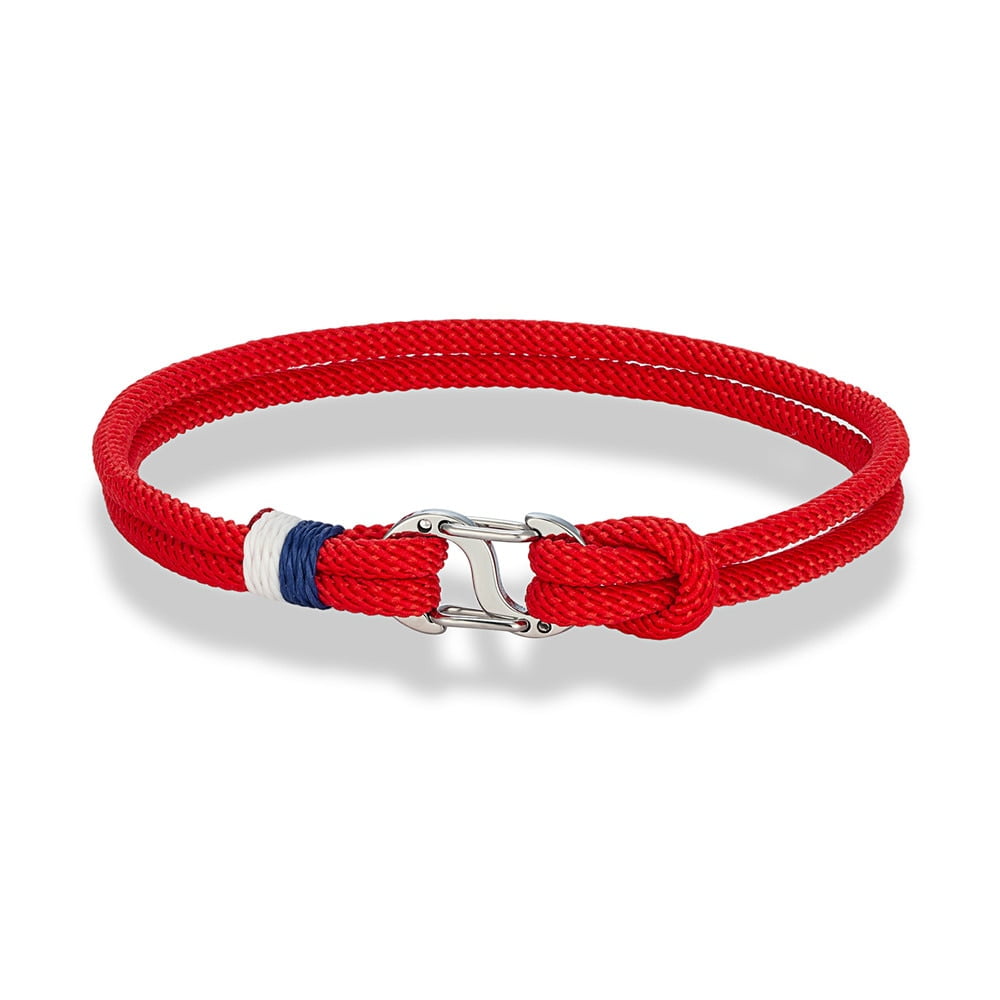 MKENDN Navy Blue Braided Rope Bracelet Stainless Steel Double Push ...