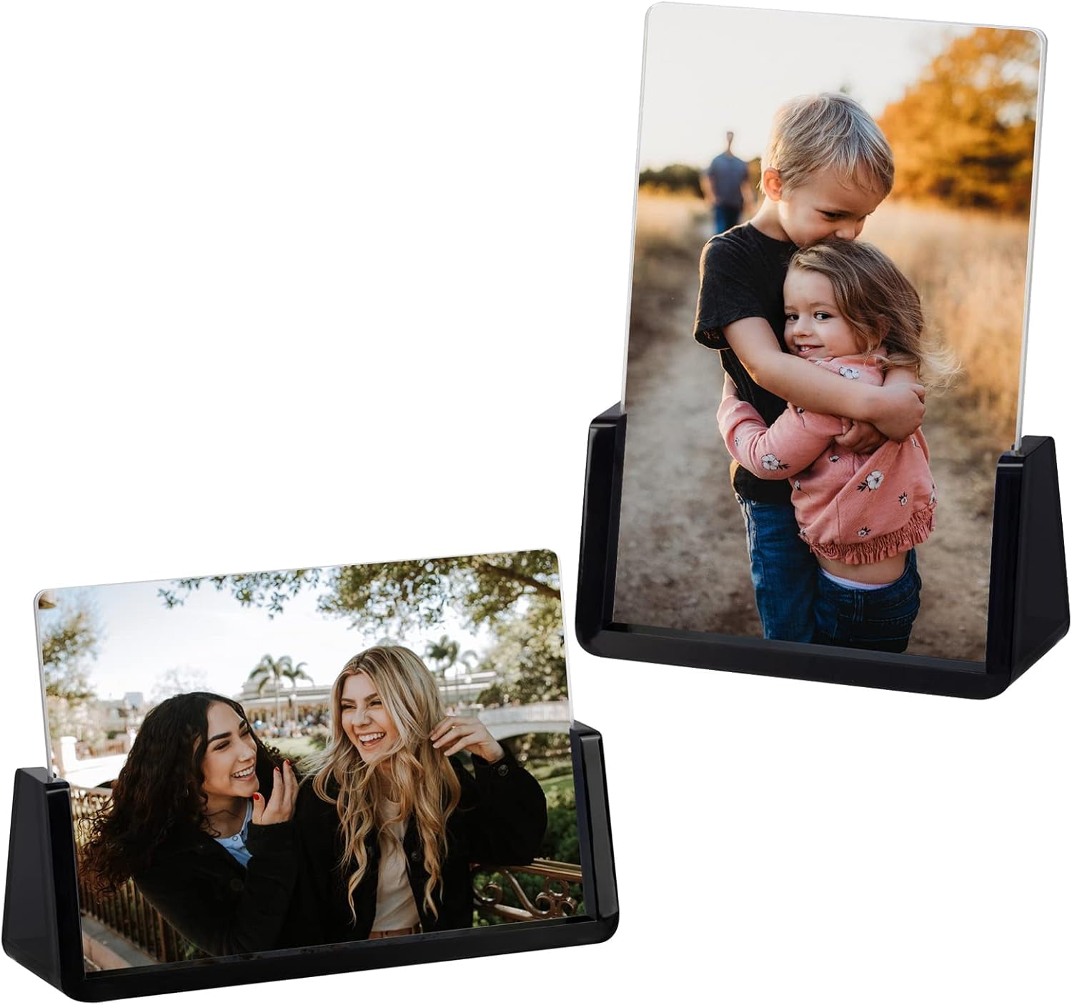 MKEUDQ-2 Pack Acrylic Picture Frames 4x6 with Translucent Black Base ...