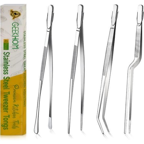 MKEUDQ-4-Pcs 12-Inch Commercial Kitchen Tongs: Professional Stainless ...