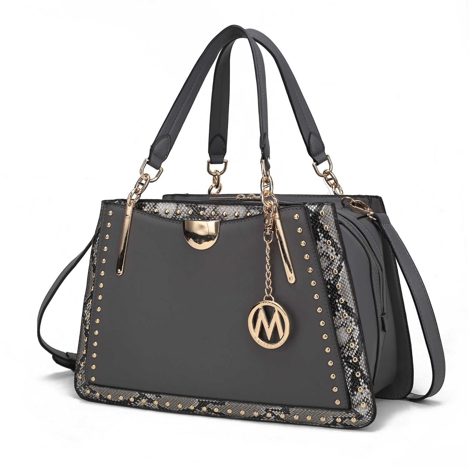 MKF Collection Aubrey Vegan Snake Leather Woman Multi Compartment Satchel Handbag by Mia K ...