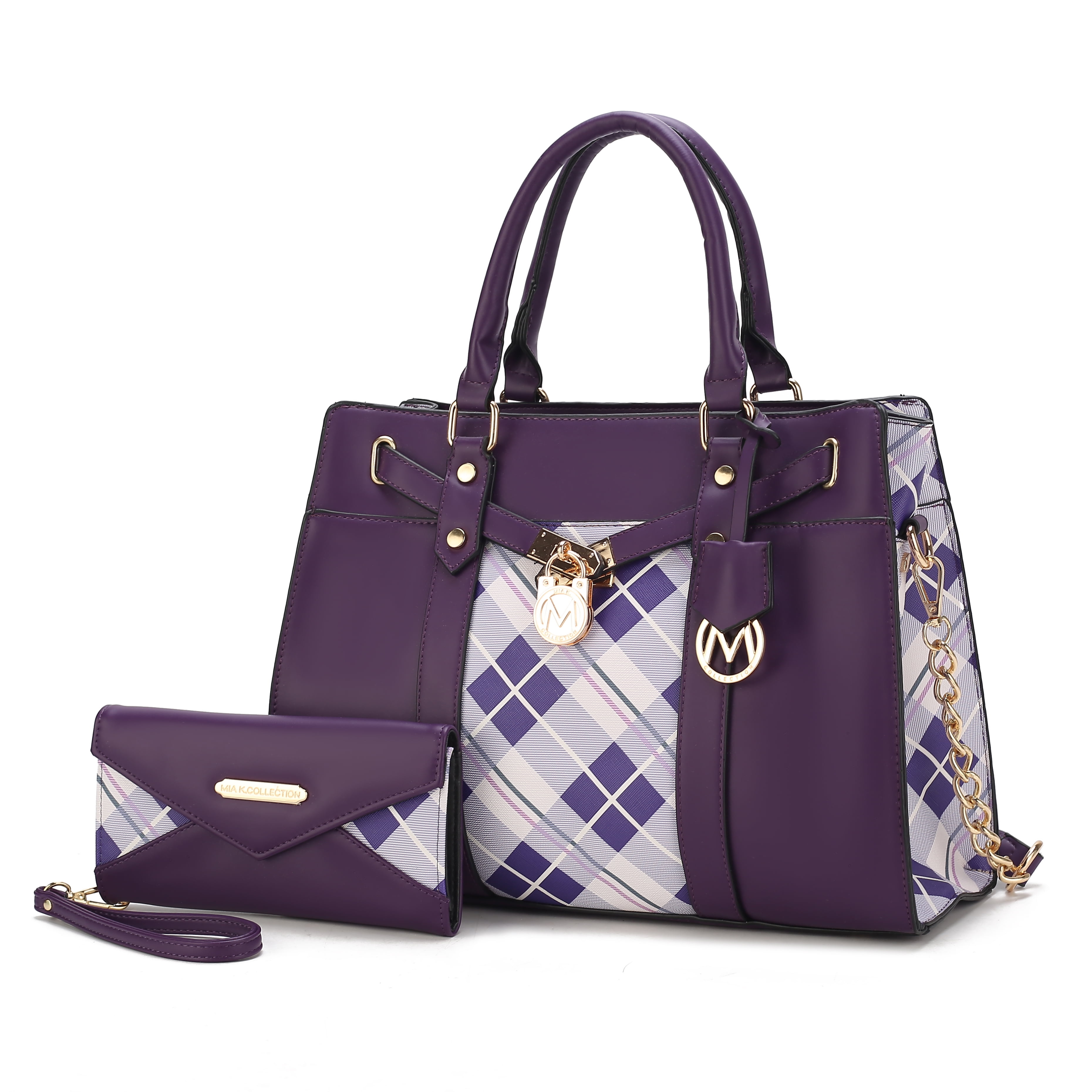 MKF Collection Christine Plaid Vegan Leather Women's Satchel Bag ...