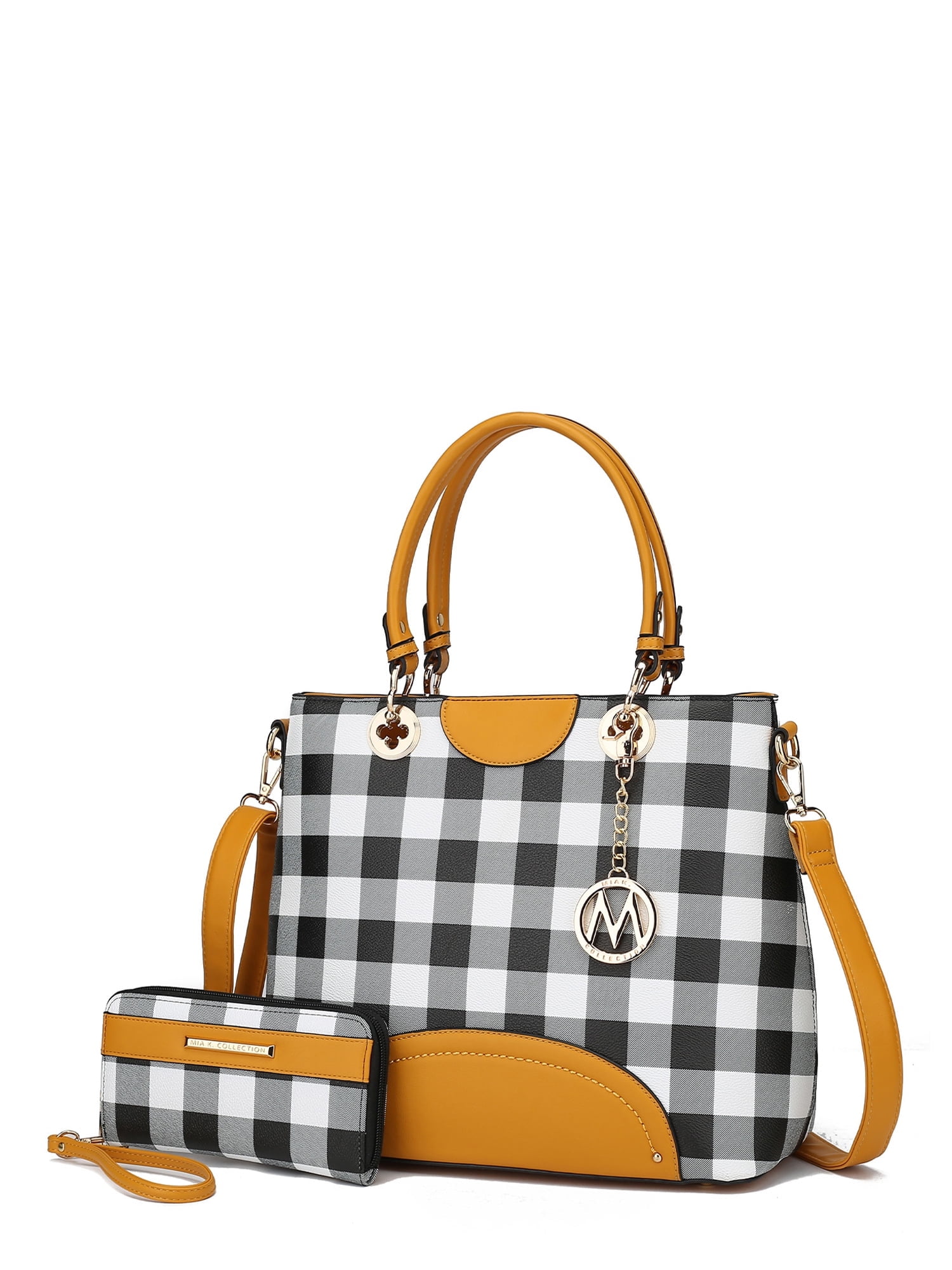 MKF Collection Gabriella Checker Women Tote Bag & Wristlet Wallet ...
