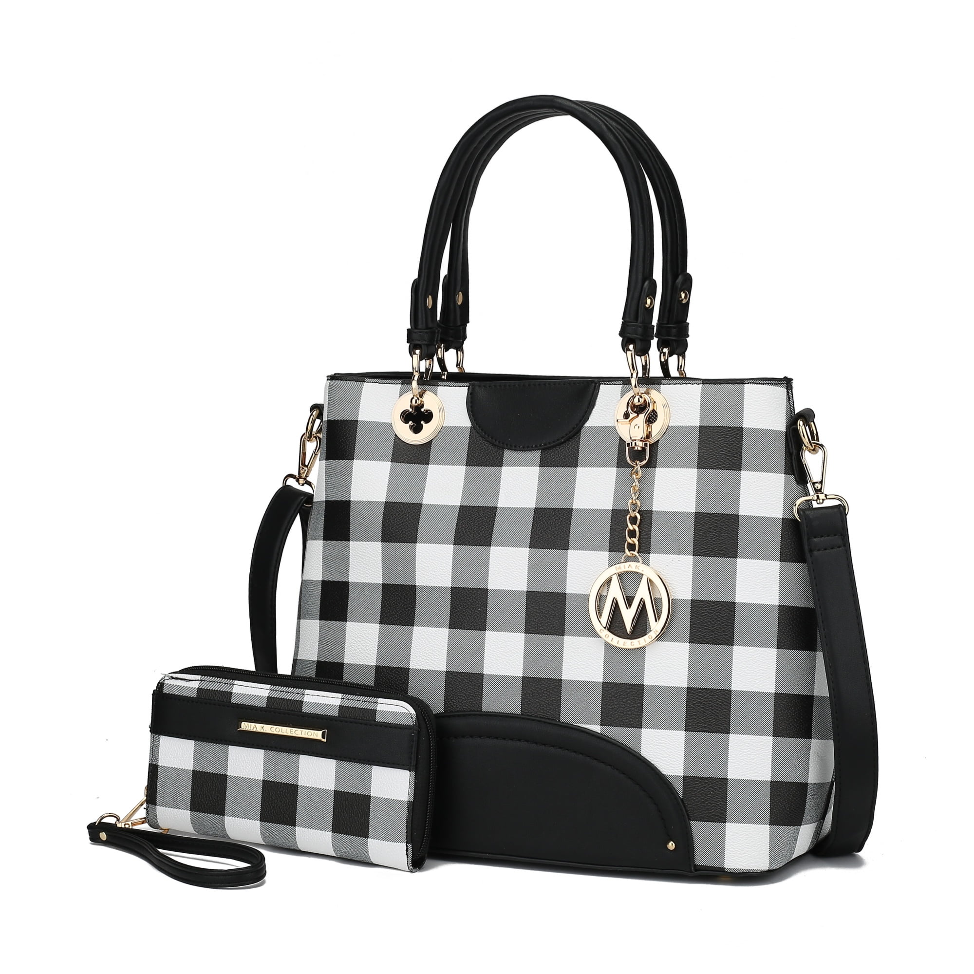 MKF Collection Gabriella Women's Tote Bag with Wallet, Checkered Vegan ...