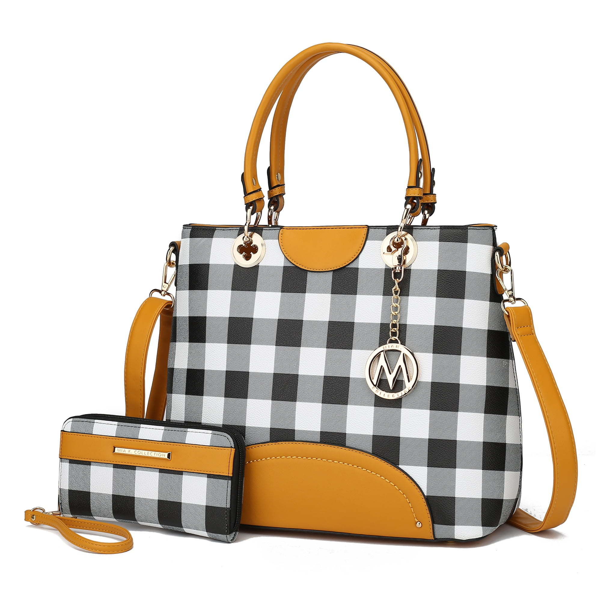 MKF Collection Gabriella Women's Tote Bag with Wallet, Checkered Vegan ...
