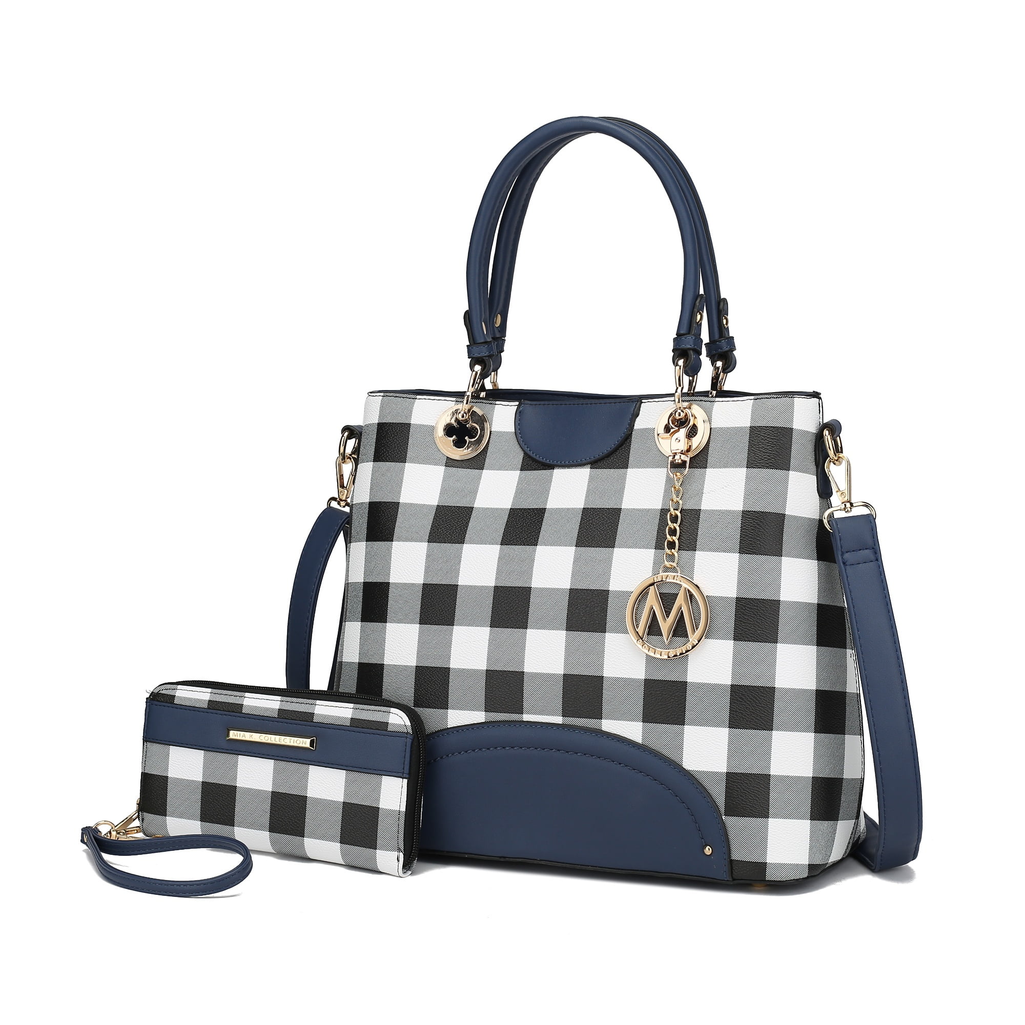 MKF Collection Gabriella Women's Tote Bag with Wallet, Checkered Vegan ...