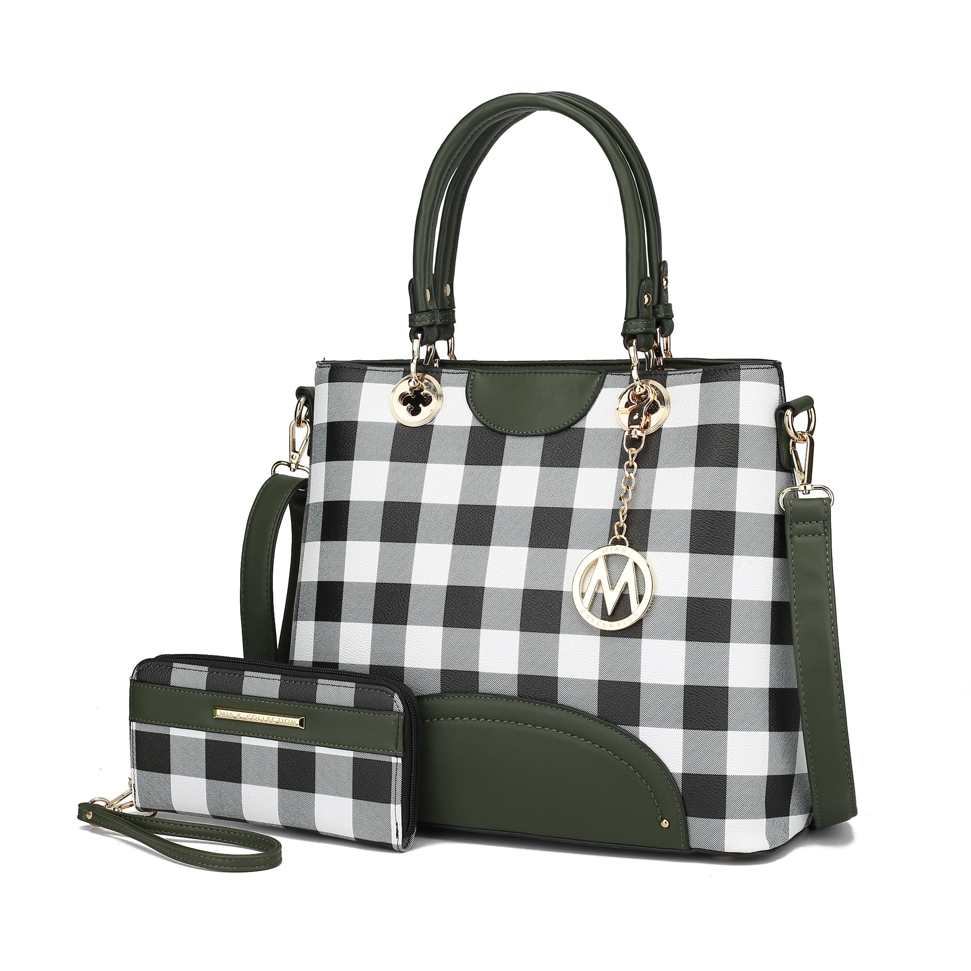 MKF Collection Gabriella Women's Tote Bag with Wallet, Checkered Vegan ...