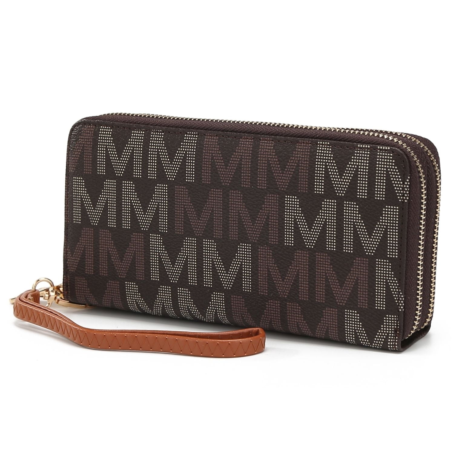 MKF Collection Women's Wristlet Wallet, Faux Leather, Brown, 8 in L x 4 ...