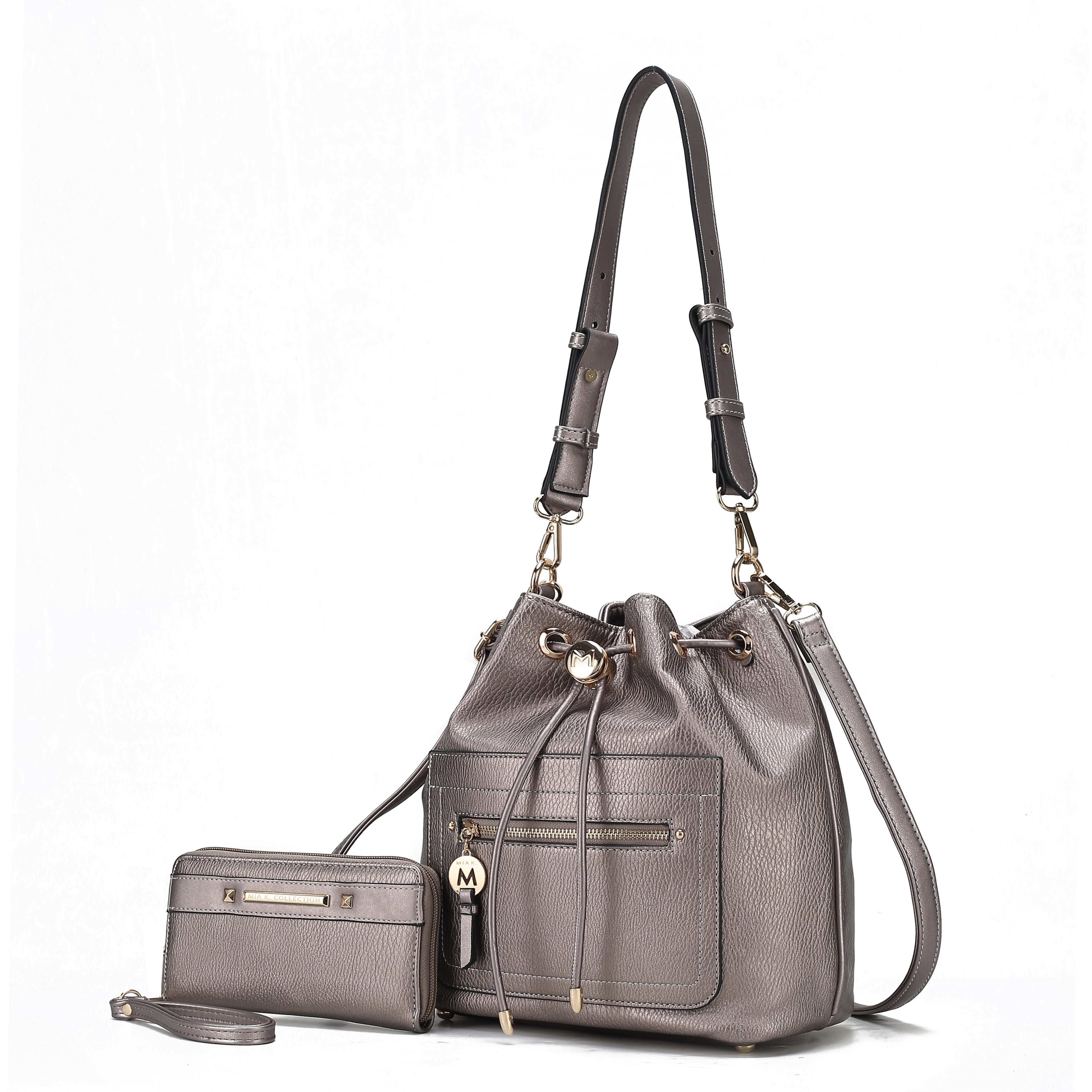 MKF Collection Larissa Vegan Leather Women's Bucket Bag & Wristlet ...