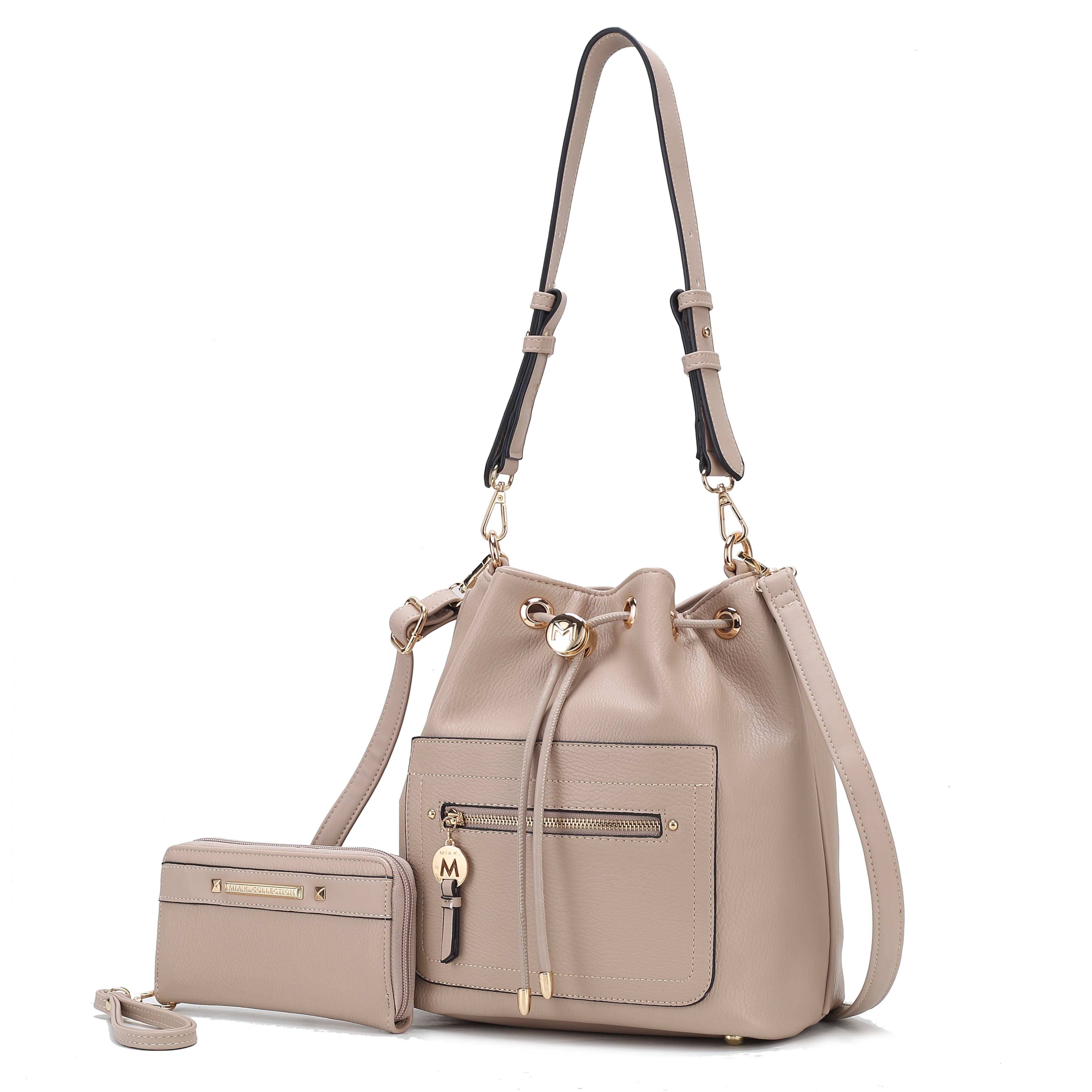 MKF Collection Larissa Vegan Leather Women's Bucket Bag & Wristlet ...