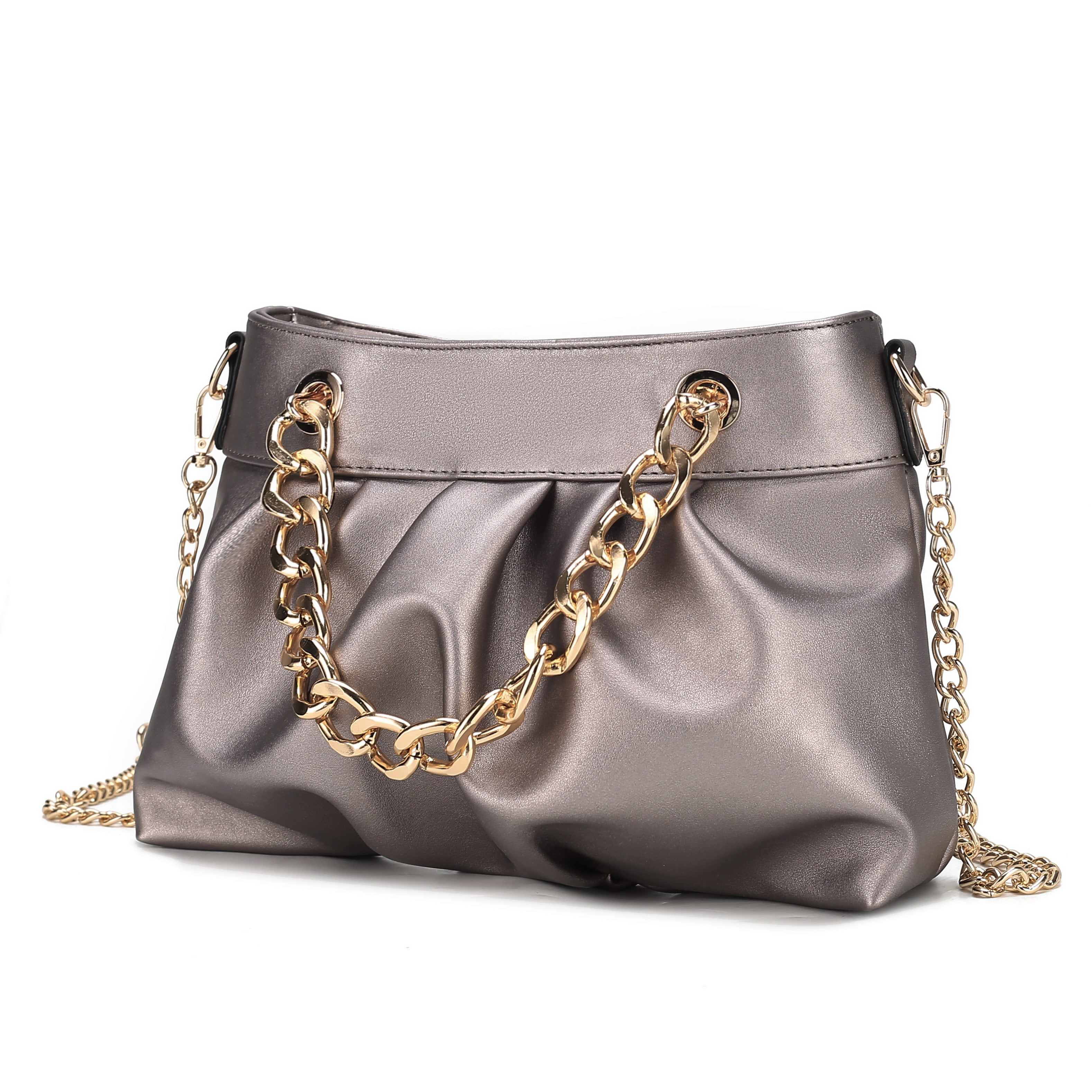 MKF Collection Marvila Minimalist Vegan Leather Chain Ruched Shoulder ...