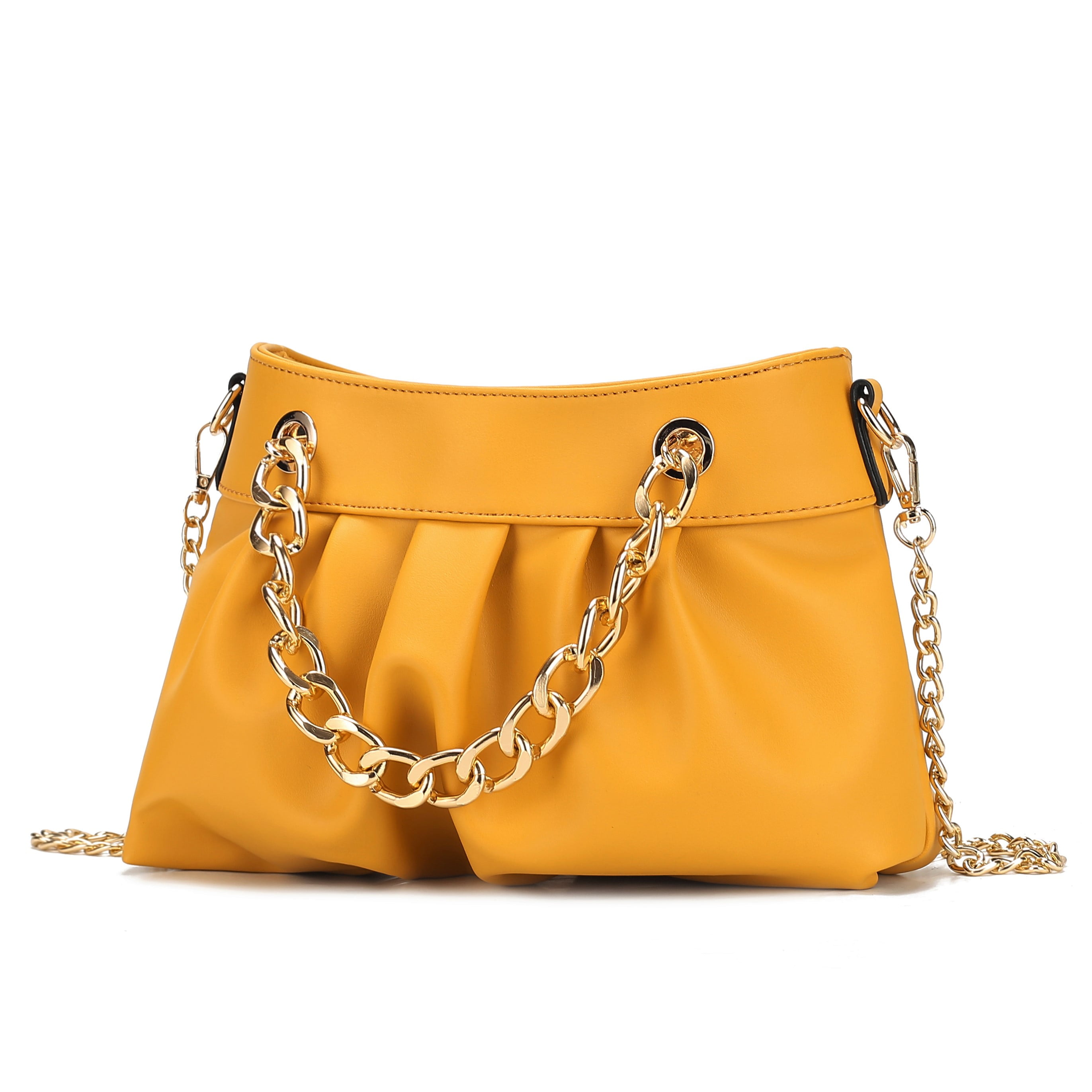 MKF Collection Marvila Minimalist Vegan Leather Chain Ruched Shoulder ...