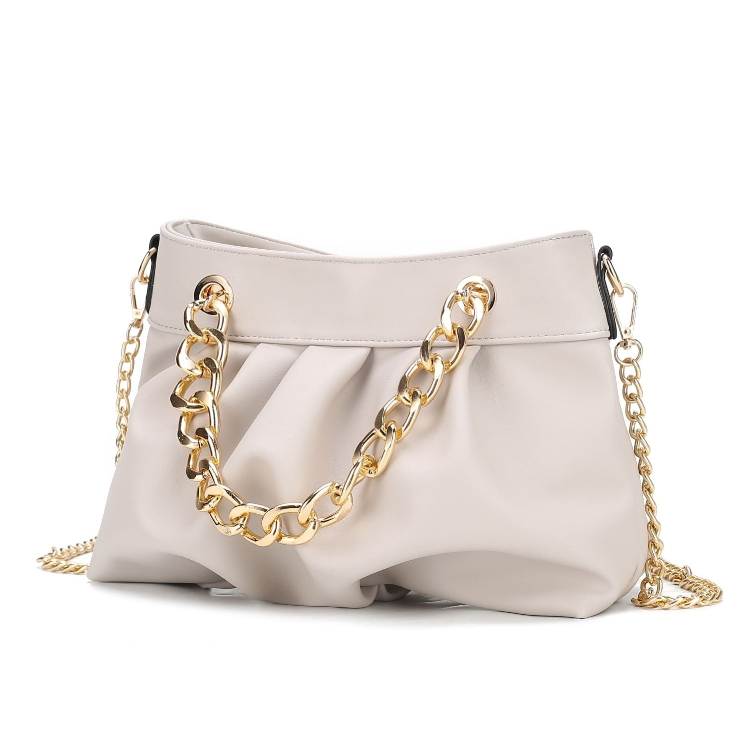 MKF Collection Marvila Minimalist Vegan Leather Chain Ruched Shoulder ...