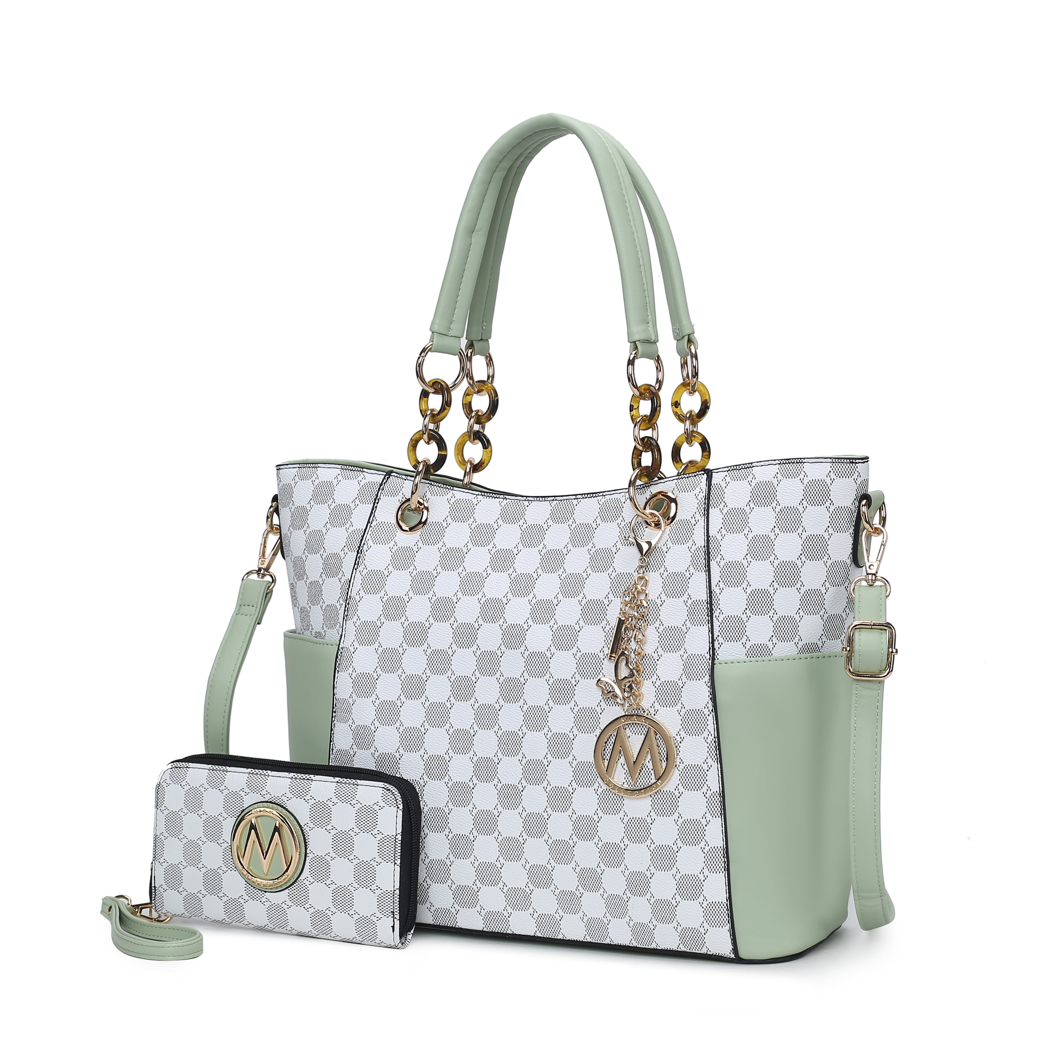 MKF Collection Bonita Circular Vegan Leather Tote Bag & Wallet Set by Mia K. - Mint - Walmart.com