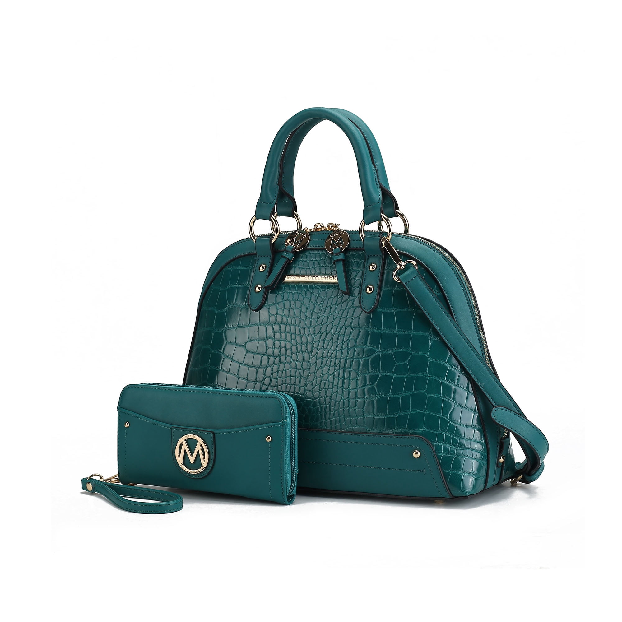 MKF Collection Nora Women's Satchel Bag With Wristlet Wallet, Croco ...