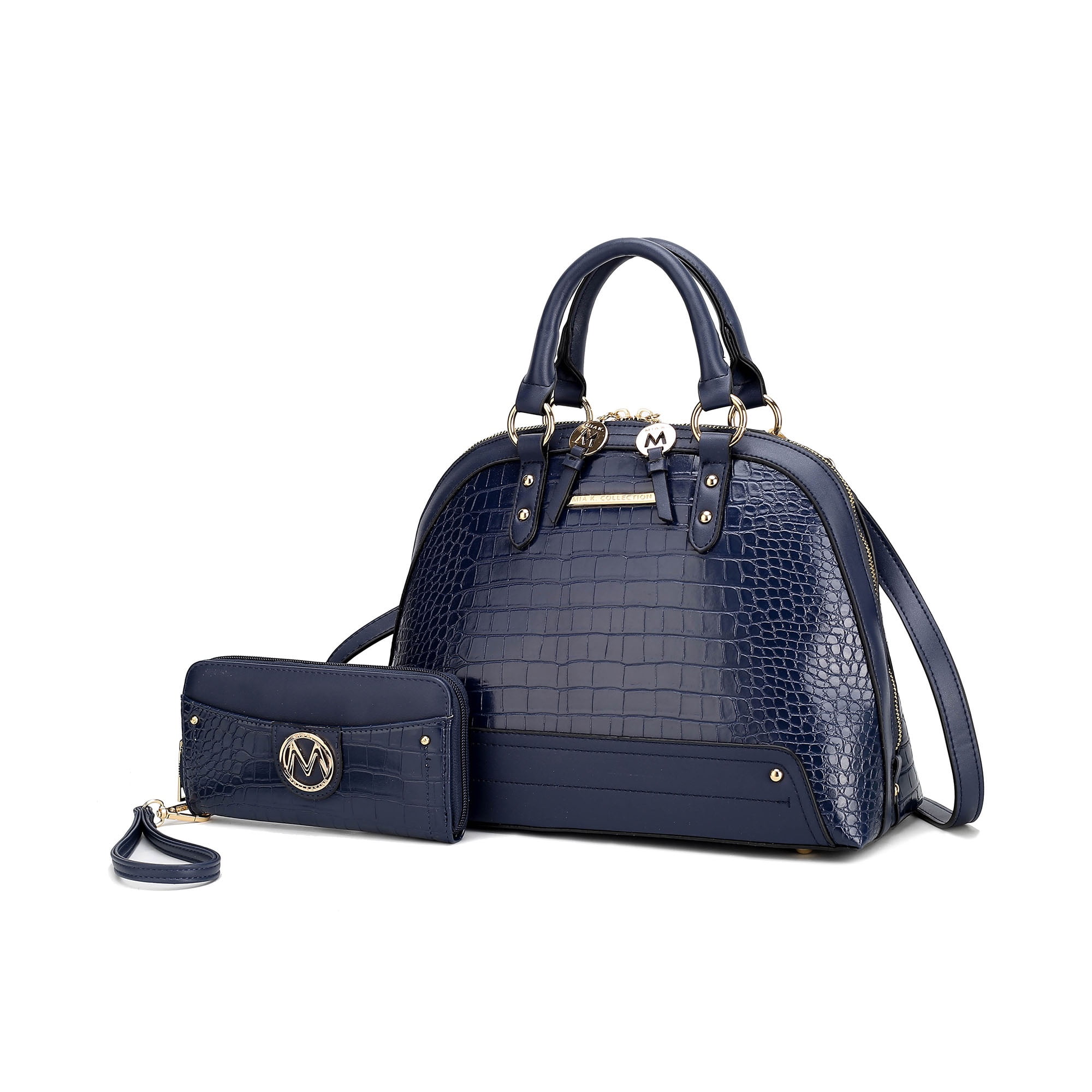 MKF Collection Nora Women's Satchel Bag With Wristlet Wallet, Croco ...