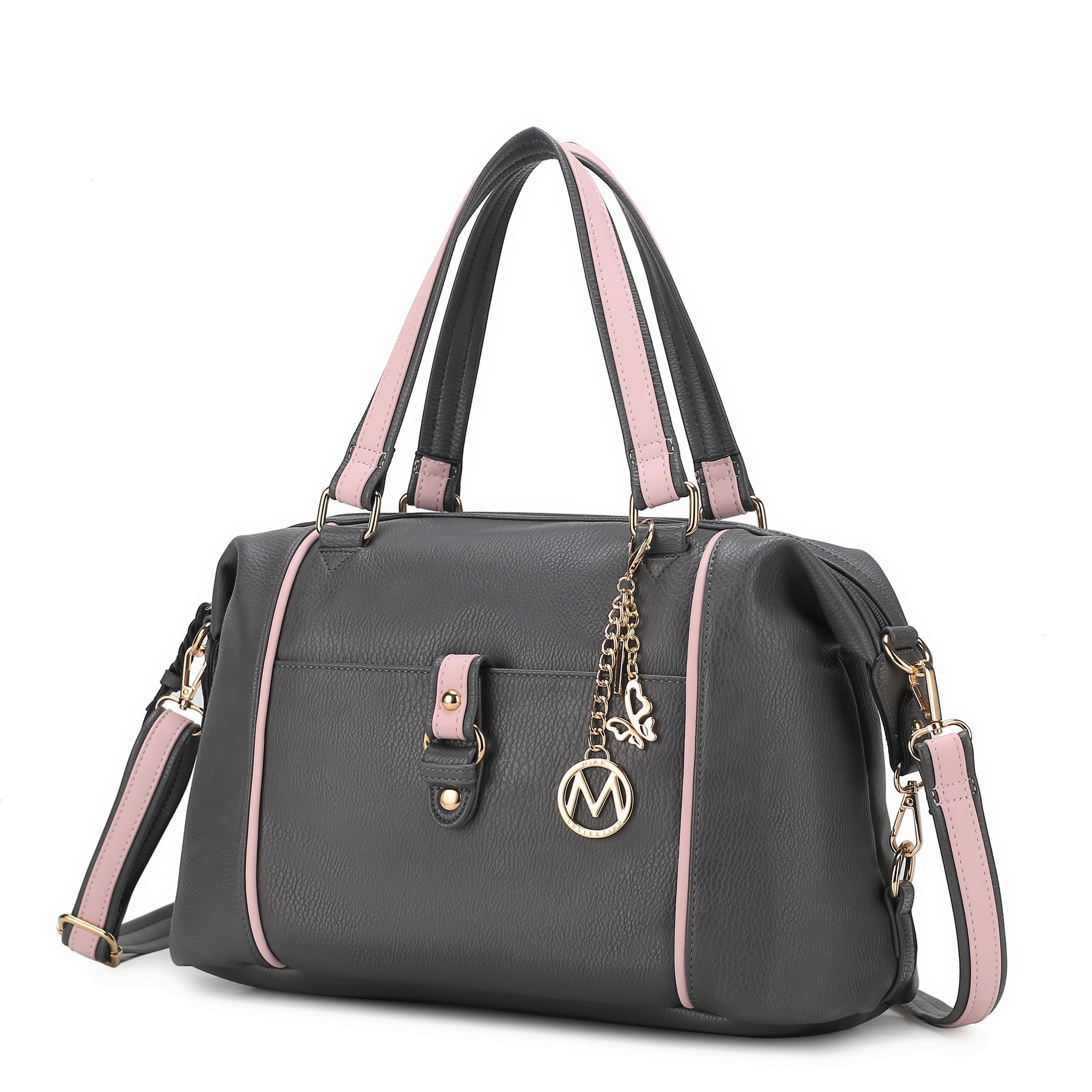 MKF Collection Opal Vegan Leather Medium Weekender Handbag for Women by Mia K - Charcoal Pink ...