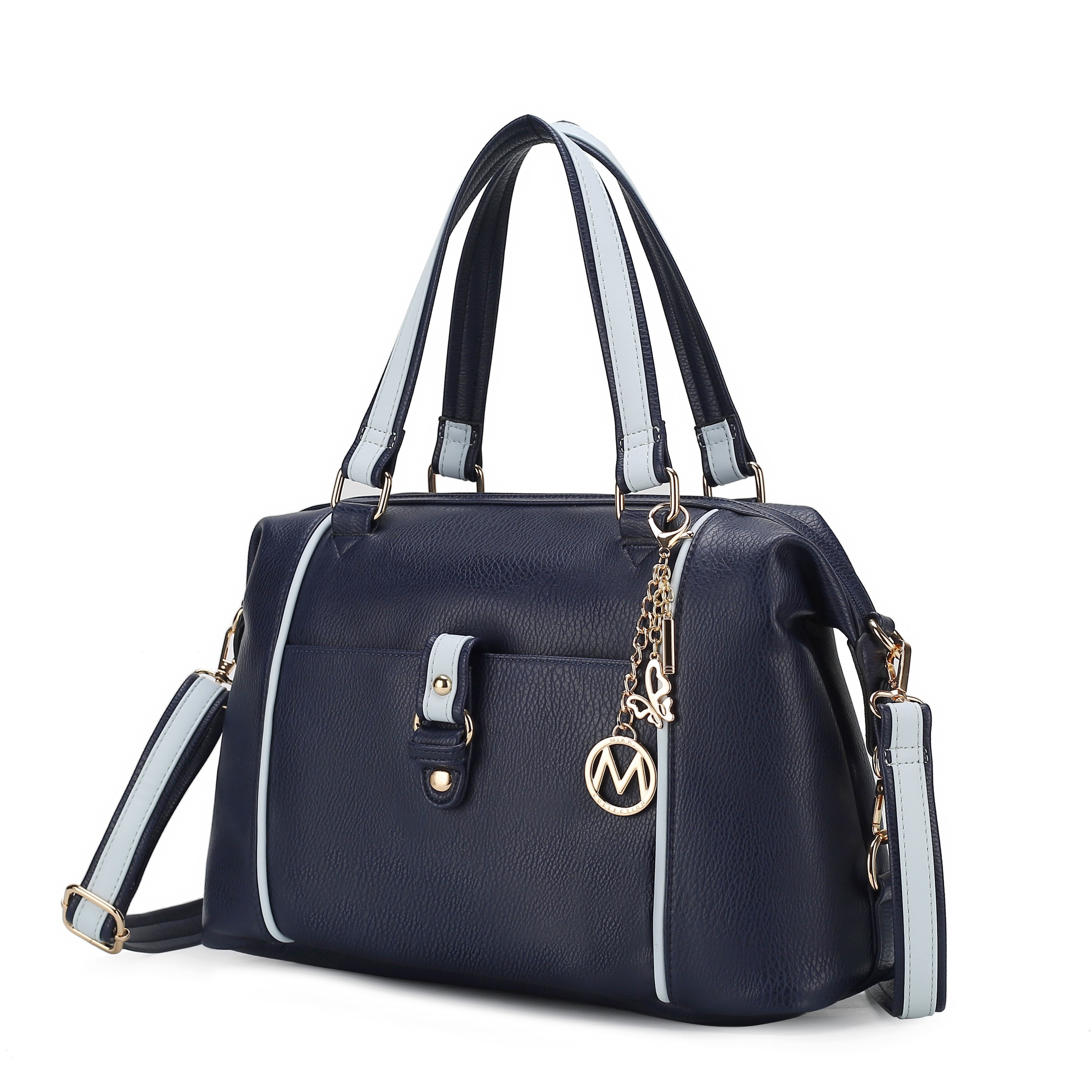 MKF Collection Opal Vegan Leather Medium Weekender Handbag for Women by Mia K - Navy Light Blue ...