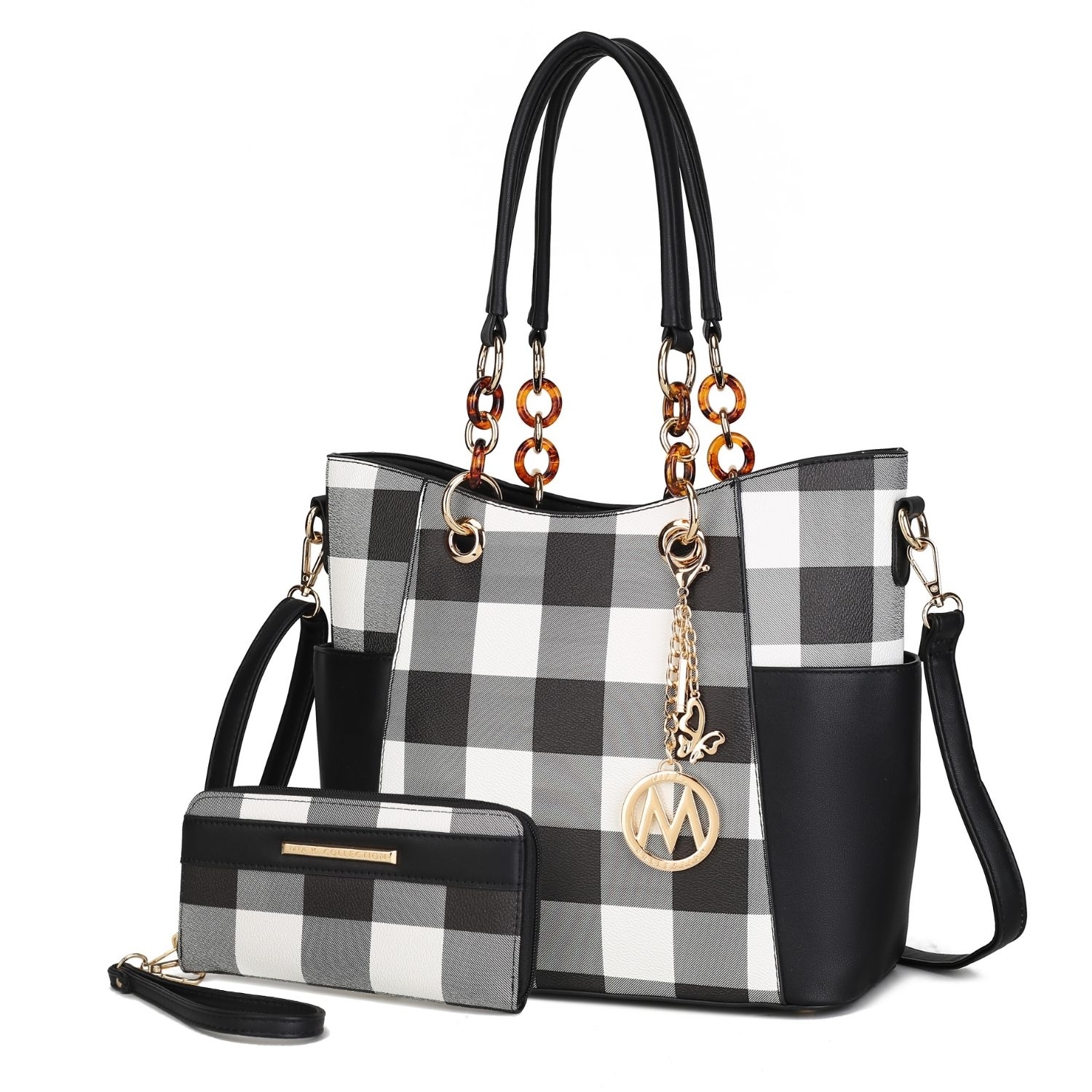 MKF Collection Paloma Women's Checkered Shoulder Bag & Matching Wallet ...