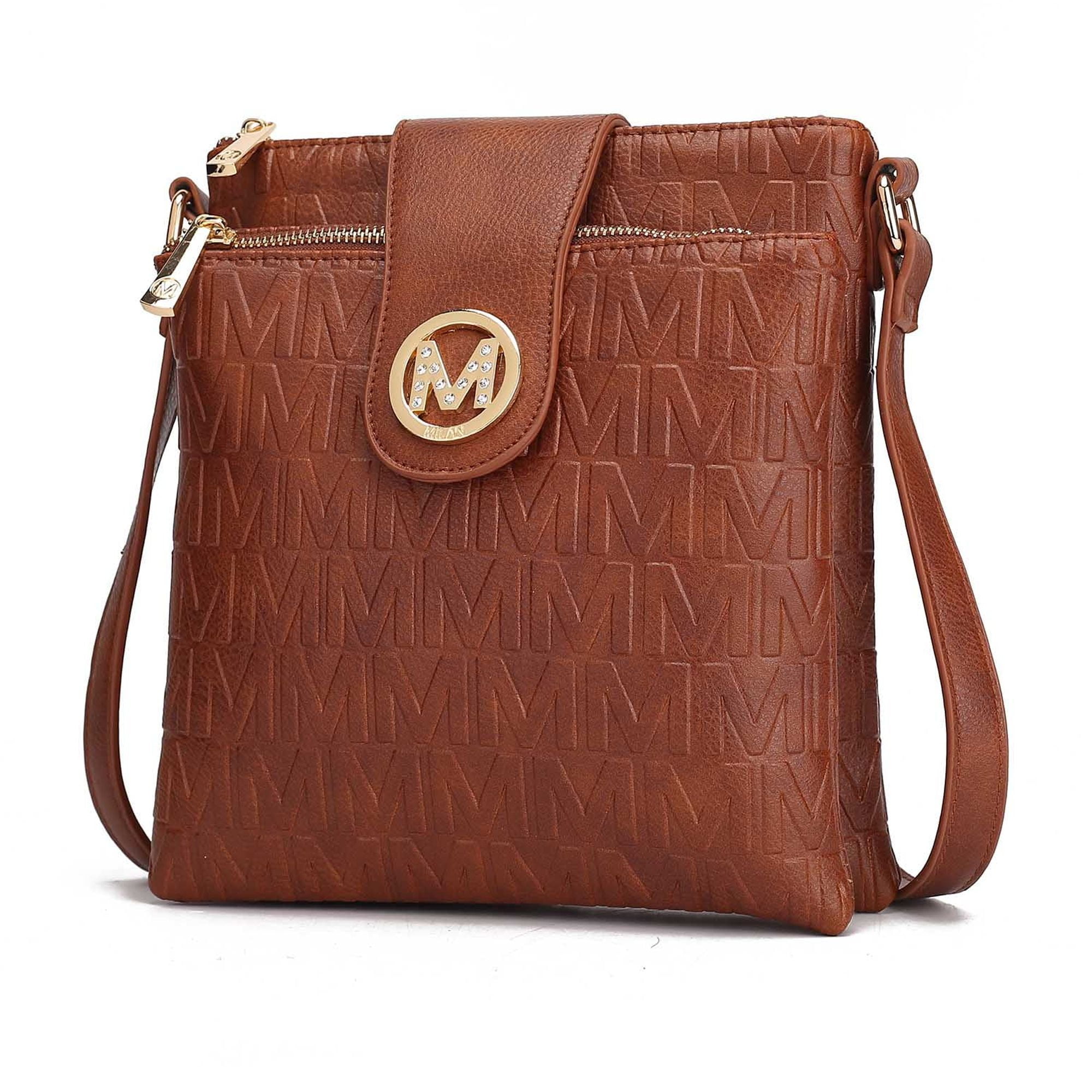 MKF Collection Sarah Women's Crossbody Bag, Vegan Leather Shoulder Bag Handbag by Mia K. - Brown ...