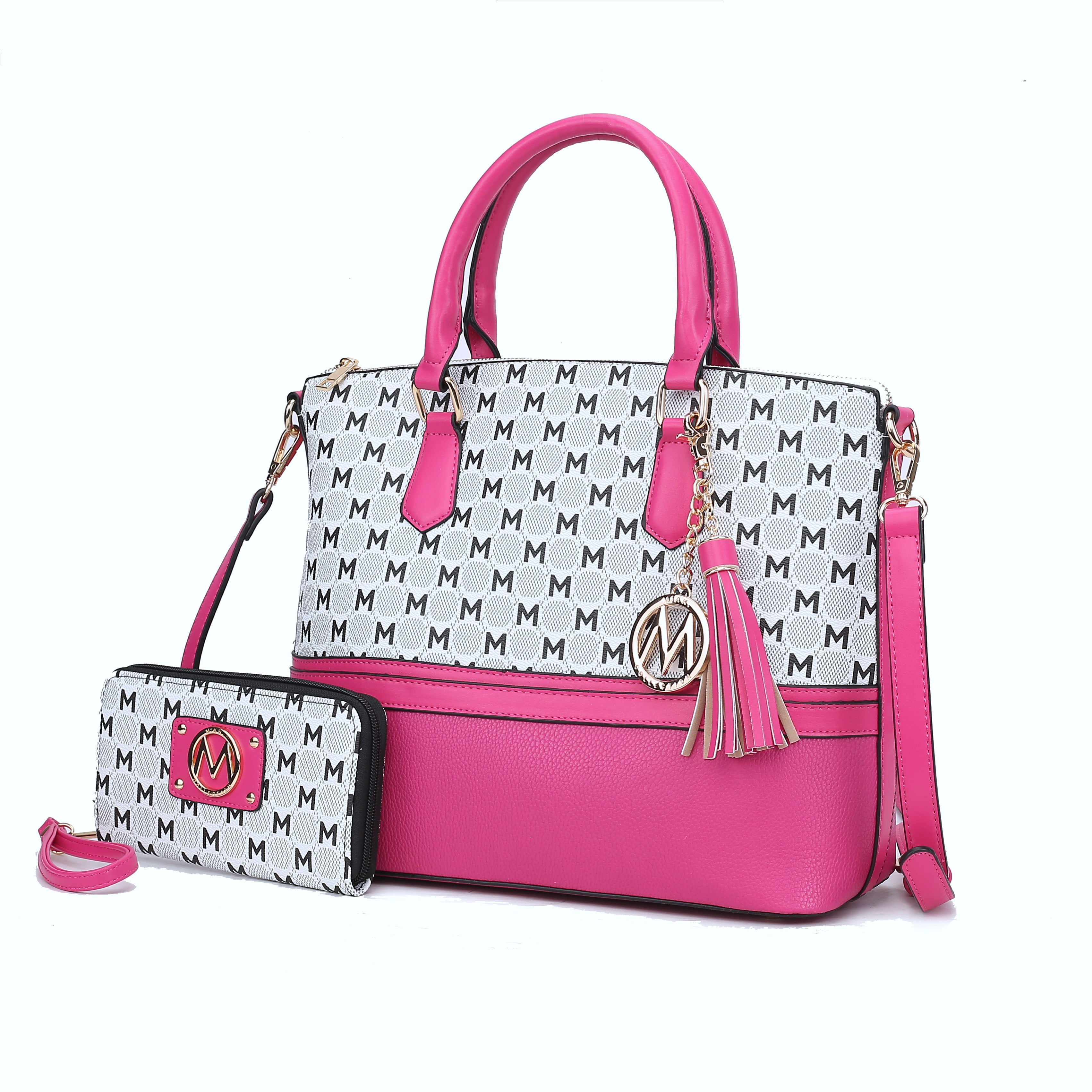 MKF Saylor women's Tote Handbag & Wallet Set - Fuchsia - Vegan Leather ...