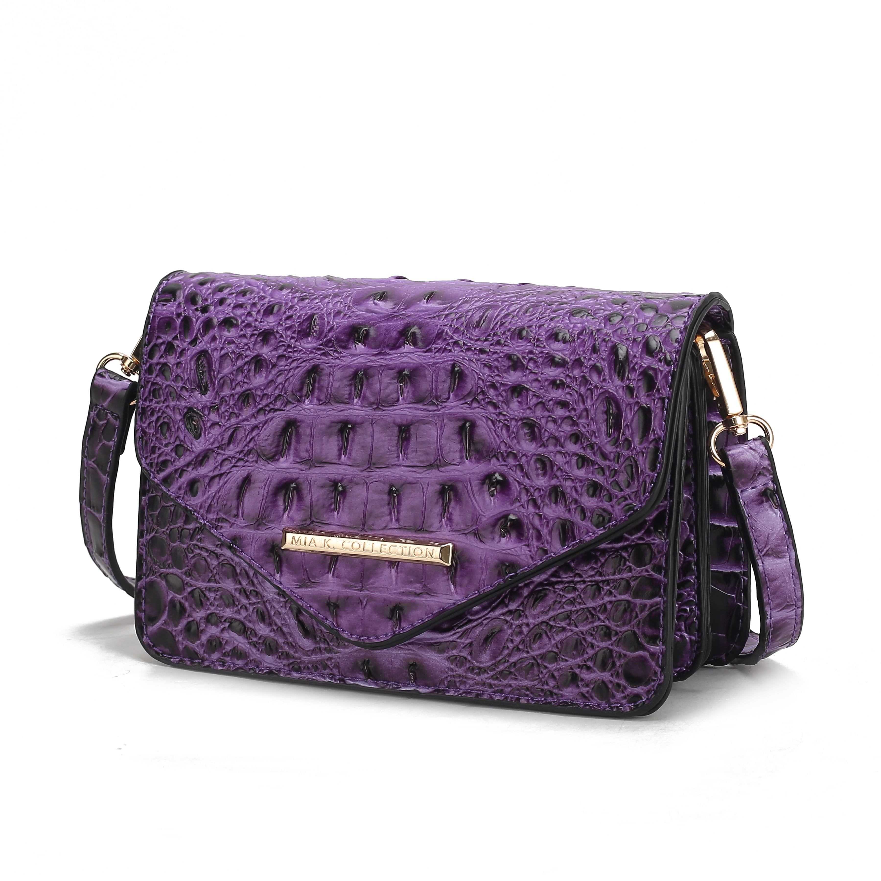 MKF Collection Vanta Saddle Bag Solid Croc-Embossed Vegan Leather Shoulder Bag Handbag by Mia K ...