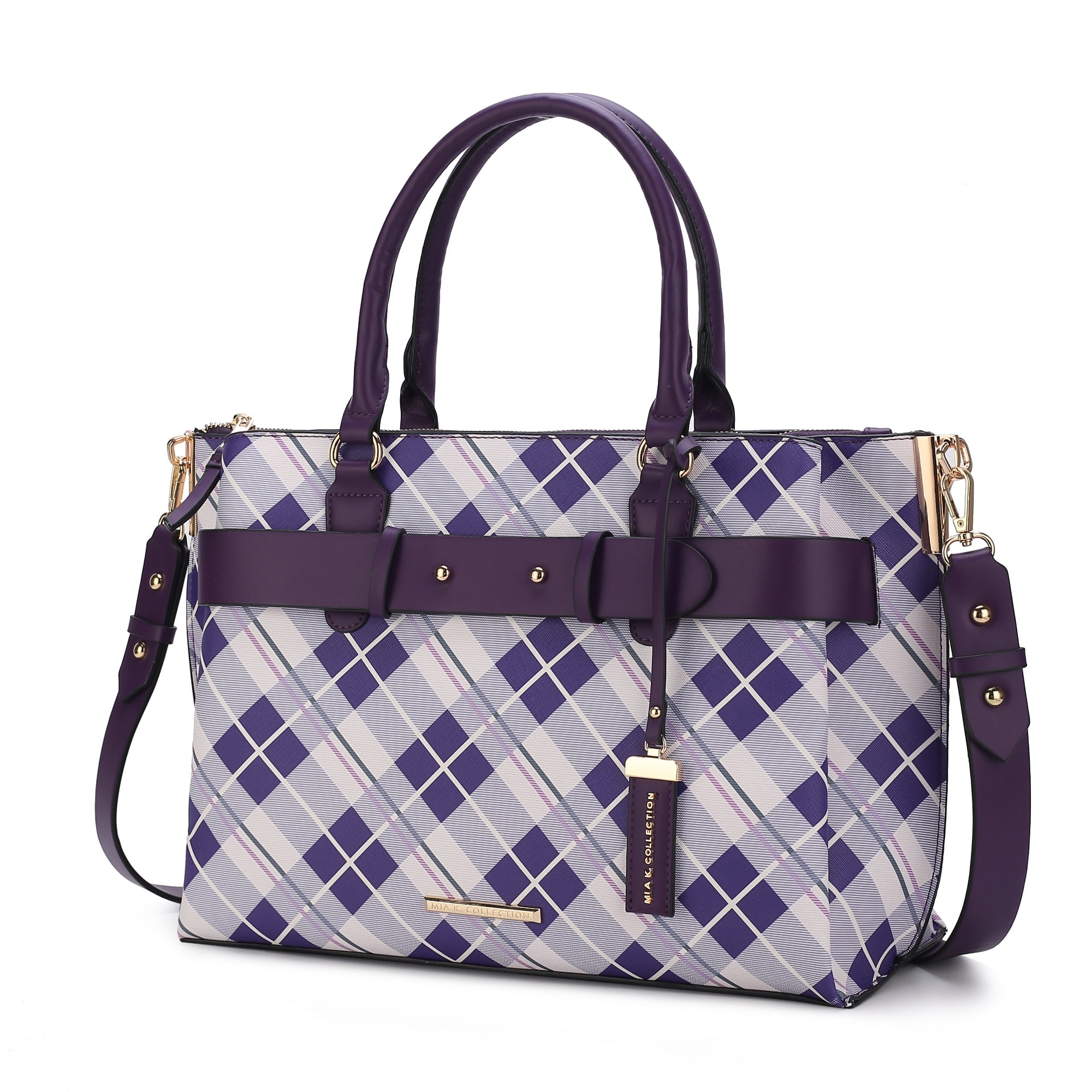 MKF Collection Vivian Plaid Vegan Leather Women's Satchel Bag, Elegant ...