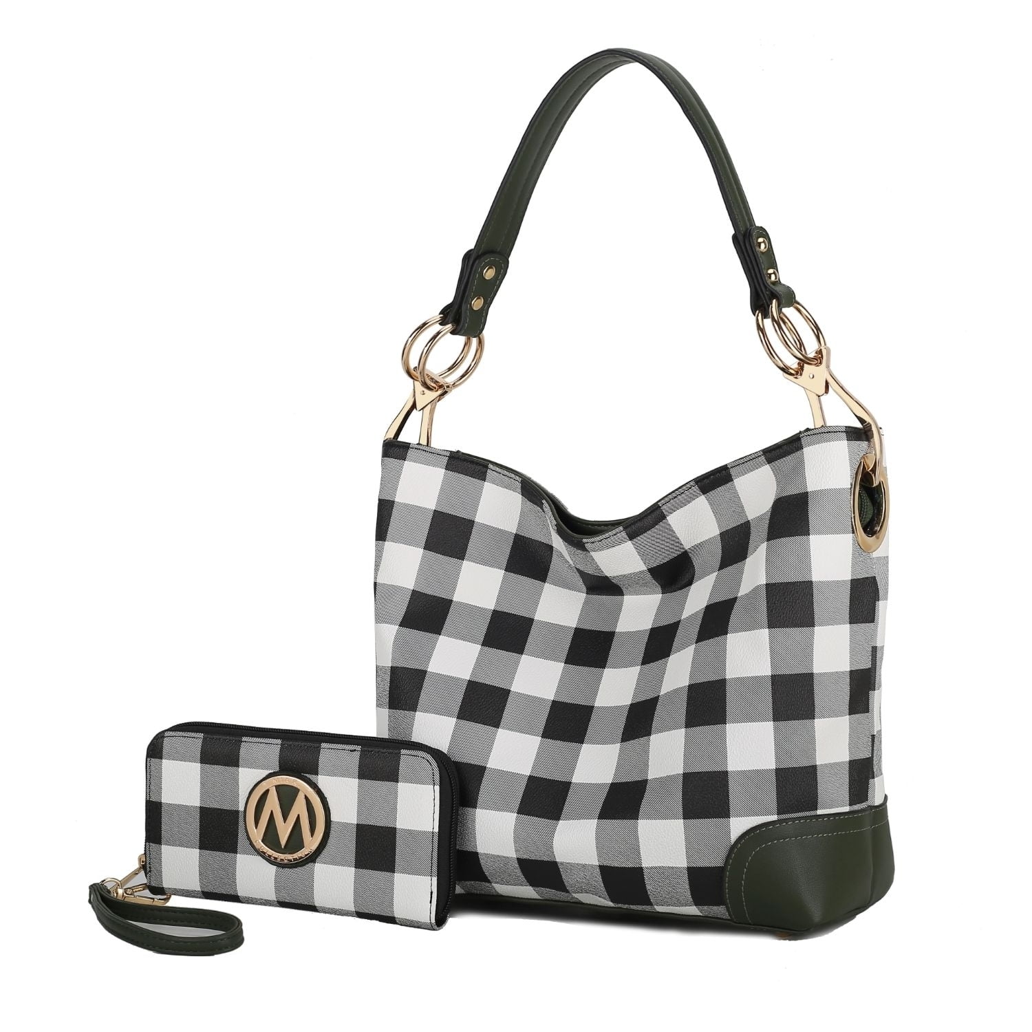 MKF Collection Vivien Checker Hobo Handbag & Wallet Set by Mia K ...