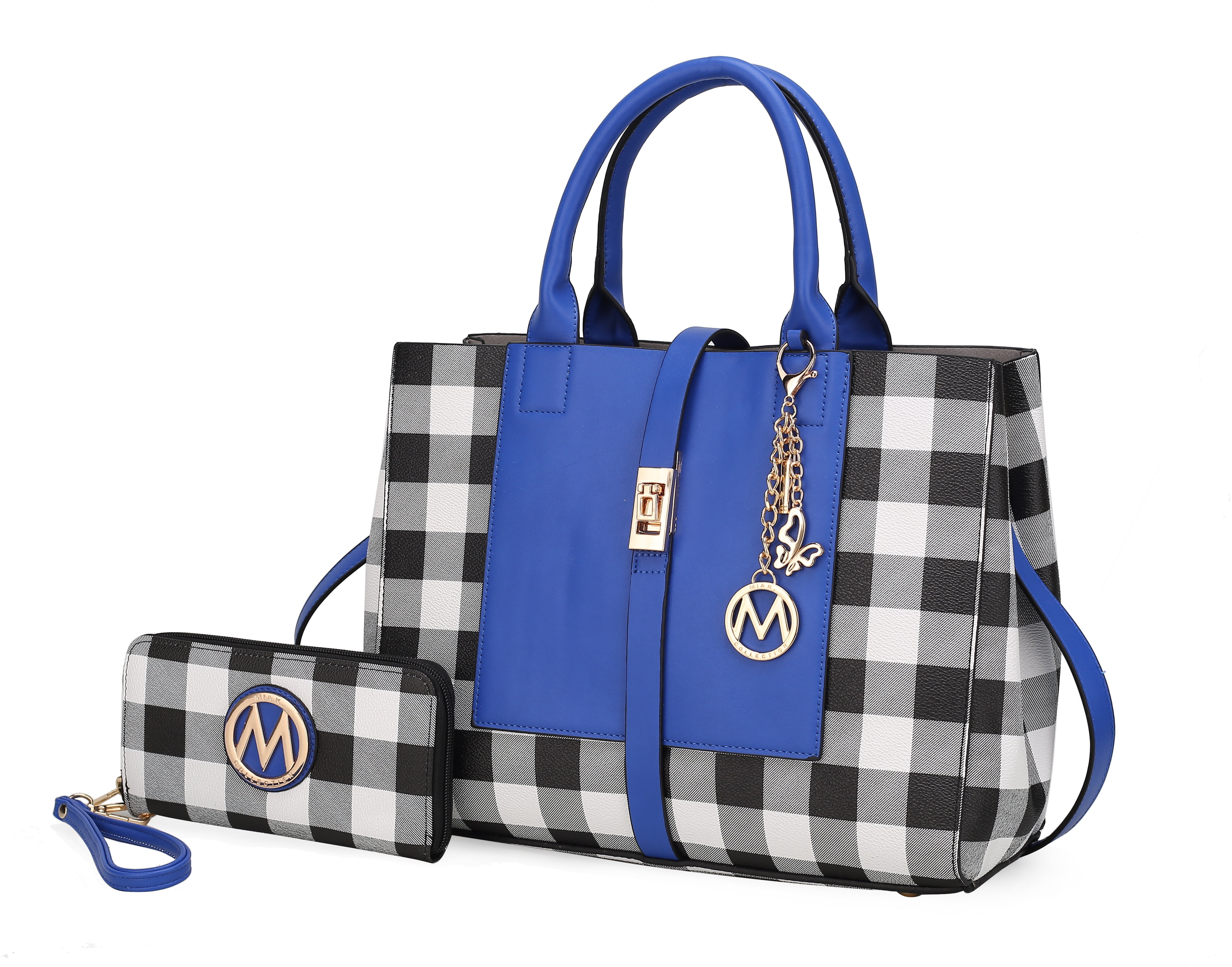 MKF Collection by Mia K. MKF-CKR-X405RYL Yuliana Checkered Satchel Bag ...