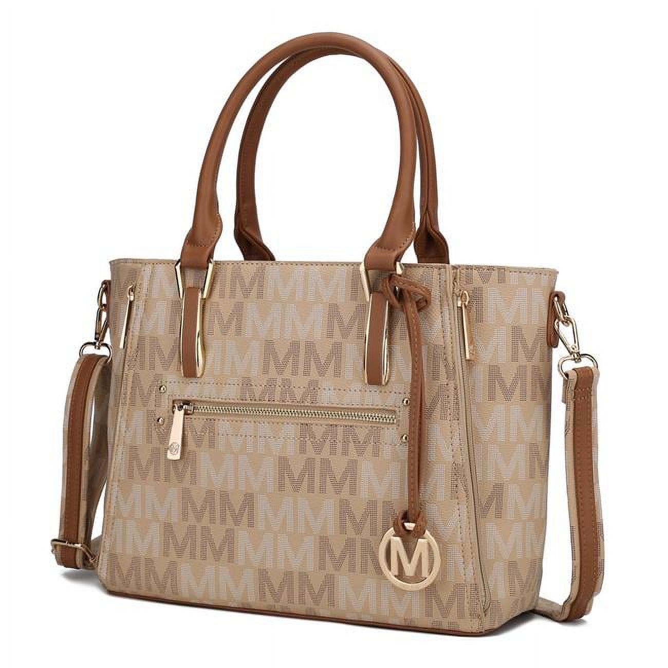 MKF Collection by Mia K. Siena M Signature Beige Handbag, Faux Leather ...