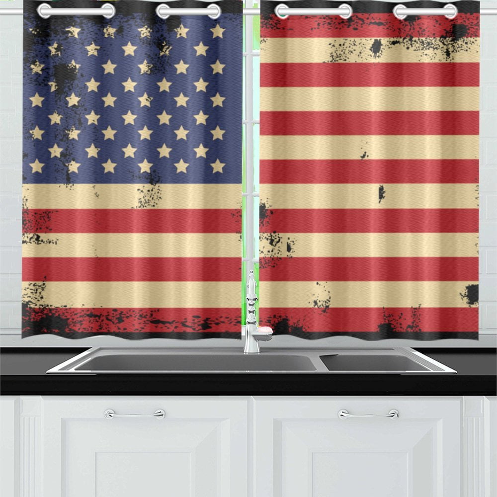 MKHERT American Flag Window Curtain Kitchen Curtains Window Treatments ...