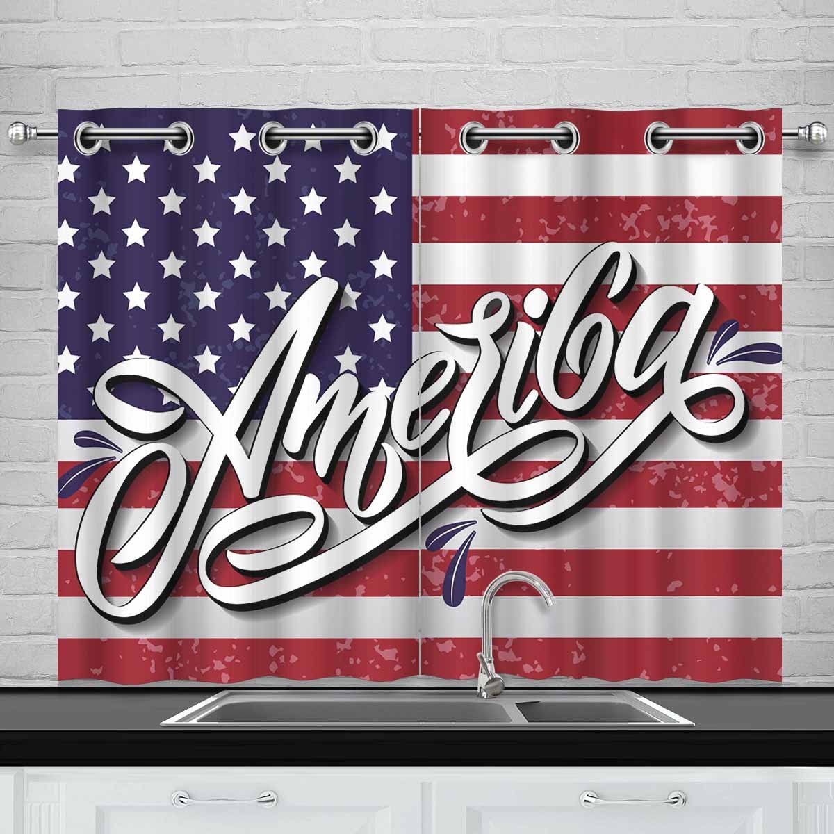 MKHERT American Flag Window Curtain Kitchen Curtains Window Treatments ...