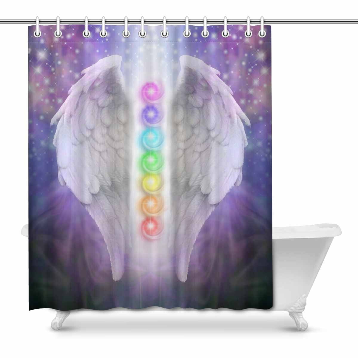 MKHERT Angel Wings Chakras Darkness and Light Waterproof Shower Curtain ...